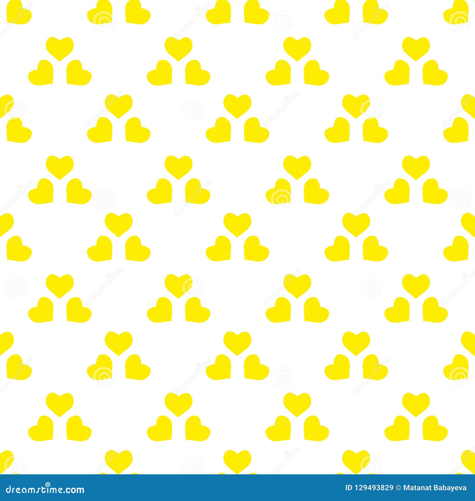 Seamless Pattern with Yellow Hearts. Hand Drawn Vector Illustration ...