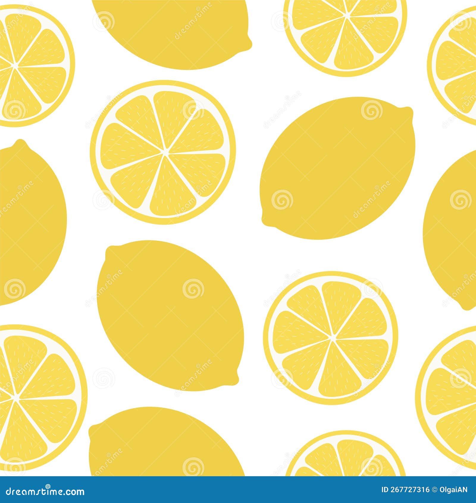 Seamless Pattern of Yellow Lemon. Vector Illustration Isolated on a ...