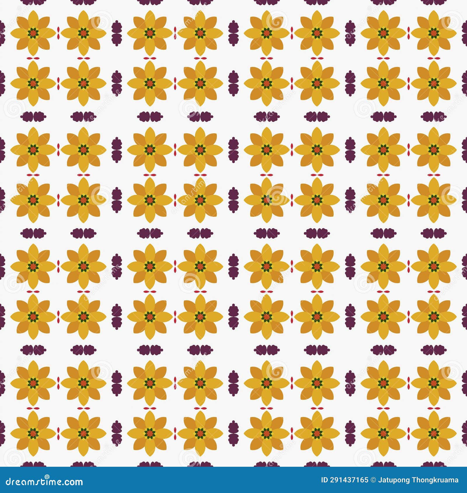 Seamless Pattern with Yellow and Orange Flowers on a White Background ...
