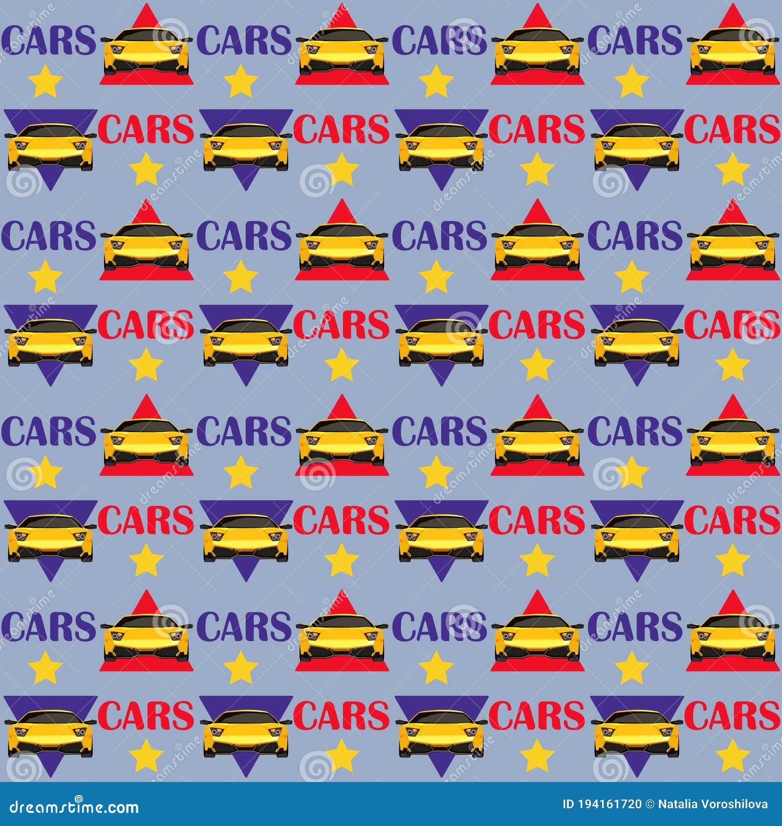Seamless Pattern with Yellow Race Car. Vector Illustrations Stock ...
