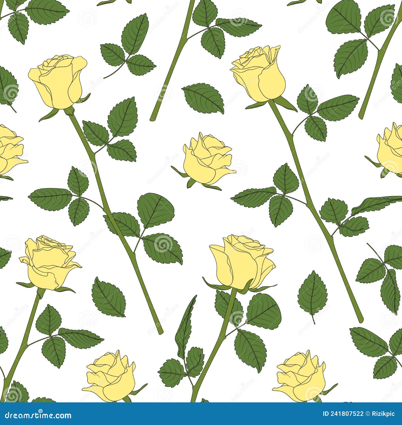 Seamless Pattern with Yellow Roses. Vector Floral Background. Stock ...