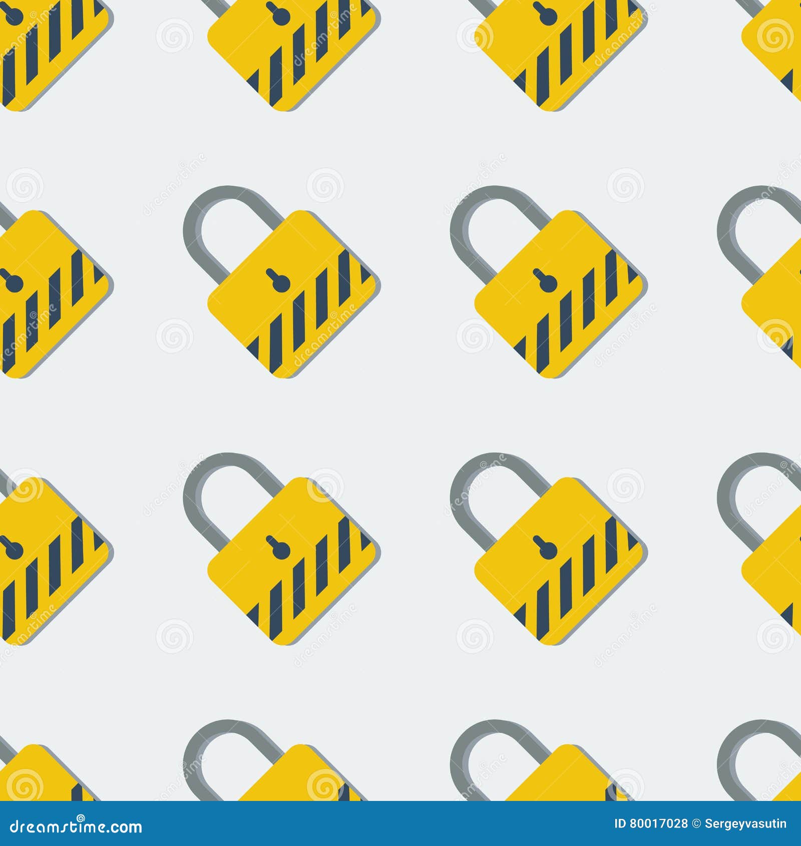 Seamless Pattern with Yellow Safety Lock Stock Vector - Illustration of ...