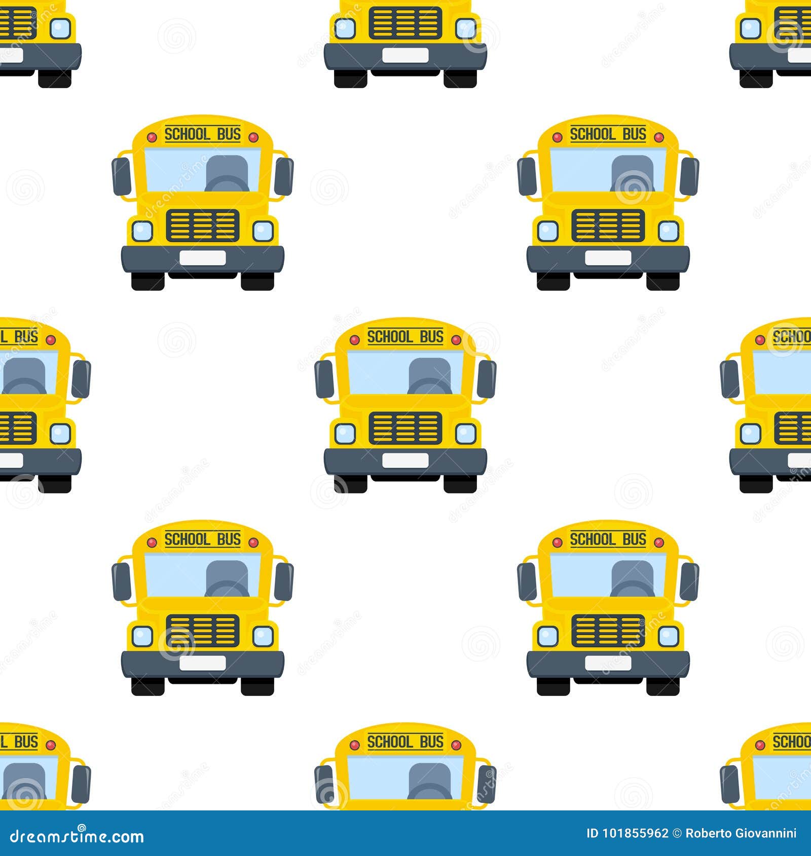 School Bus Flat Icon Seamless Pattern Stock Vector - Illustration of ...