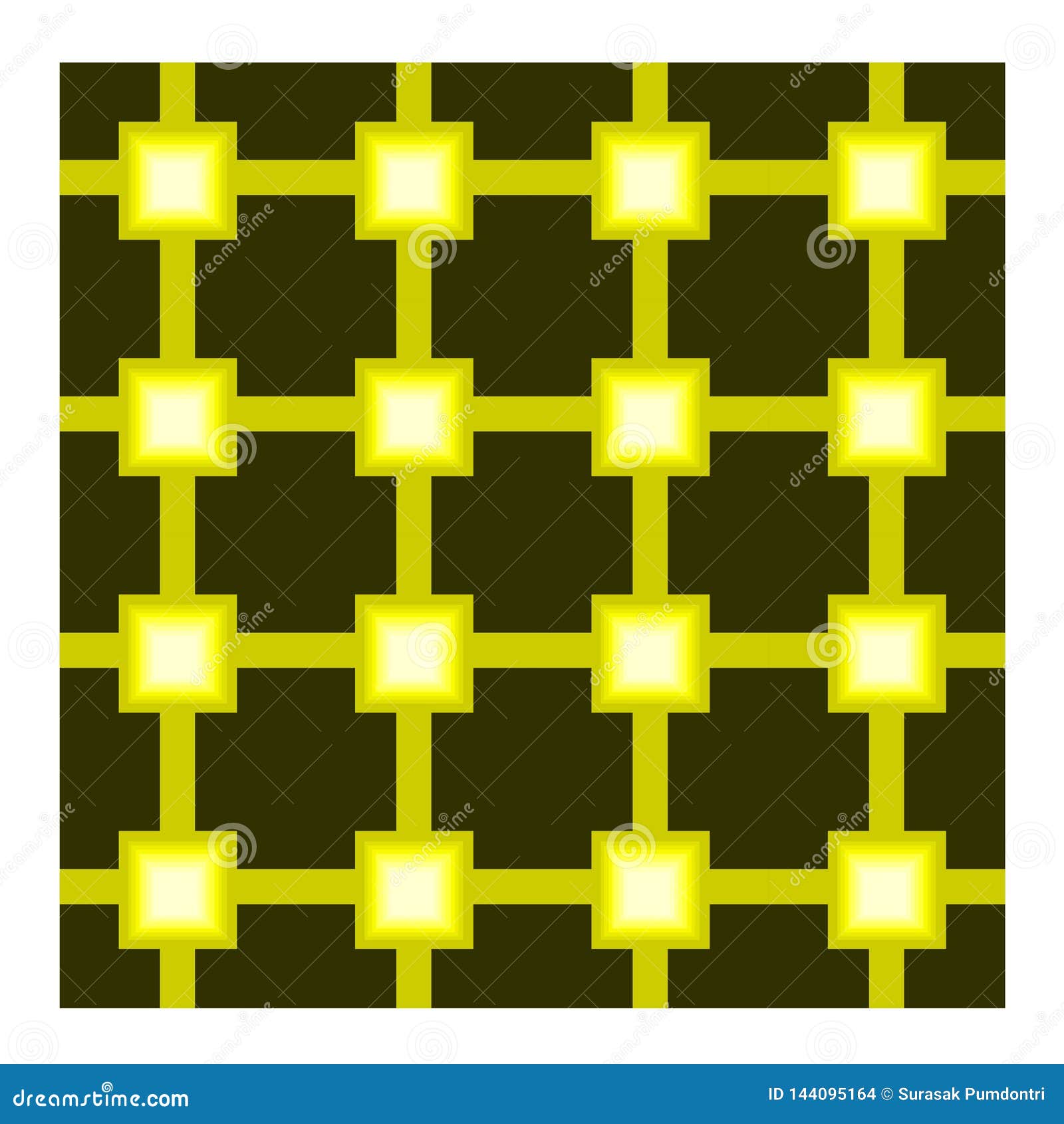 Seamless Pattern with Yellow Square Grid on Black Background Stock ...