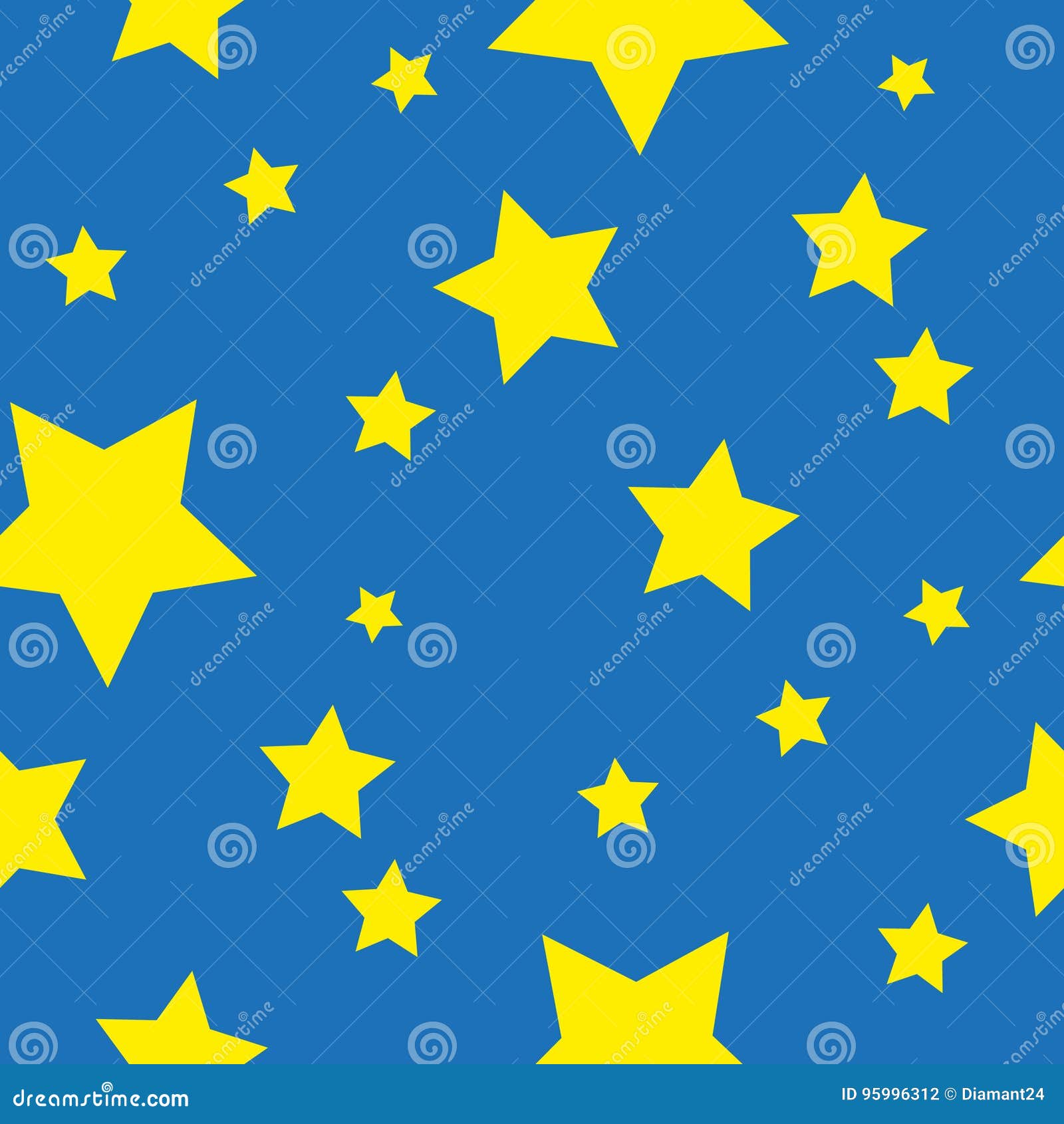 Seamless Pattern from Yellow Stars on Blue Stock Illustration ...