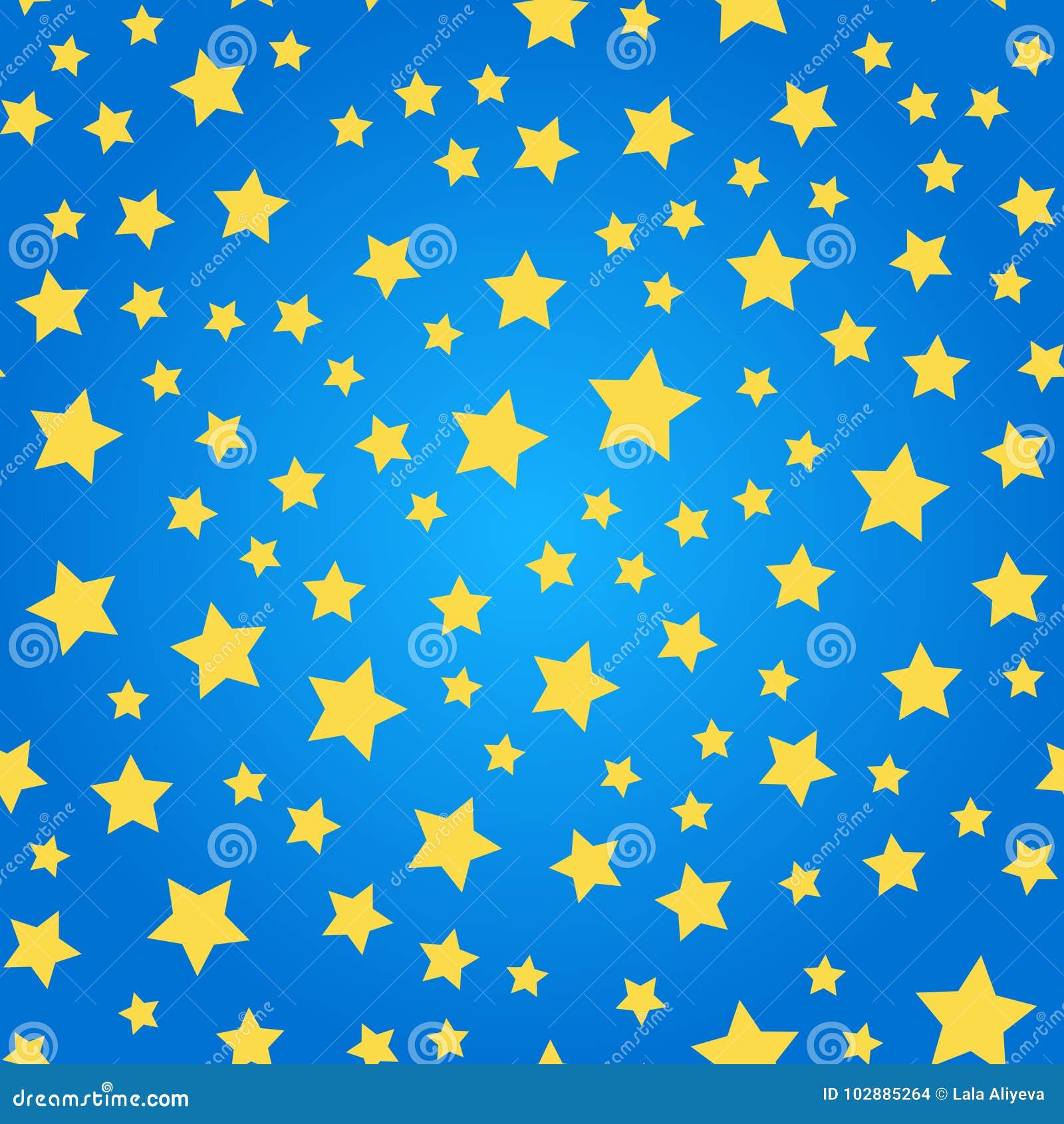 Seamless Pattern with Yellow Stars on Blue Background. Stock ...