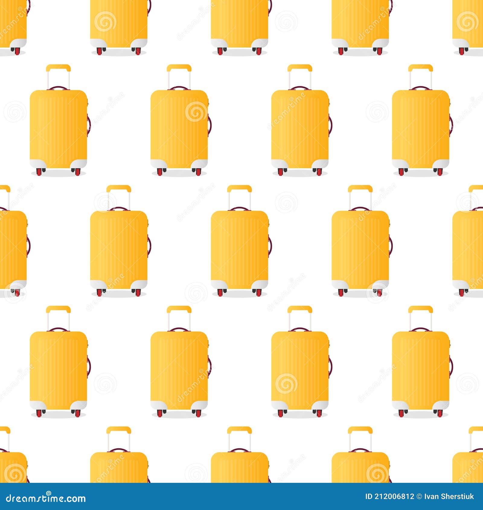 Seamless Pattern Yellow Suitcase for Tourism. Vector Illustration Stock ...