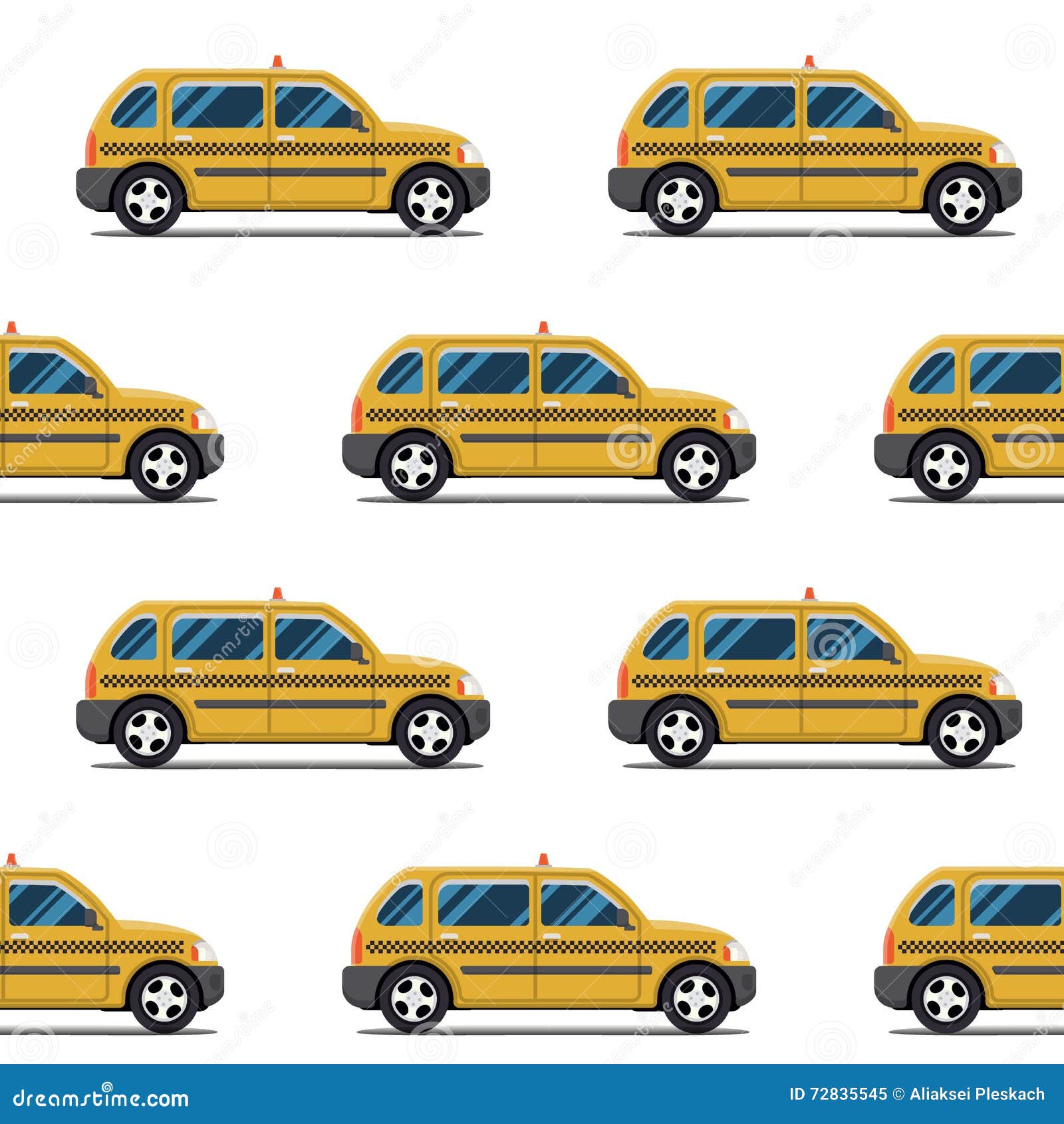 Seamless Pattern of Yellow Taxis Stock Vector - Illustration of draw ...