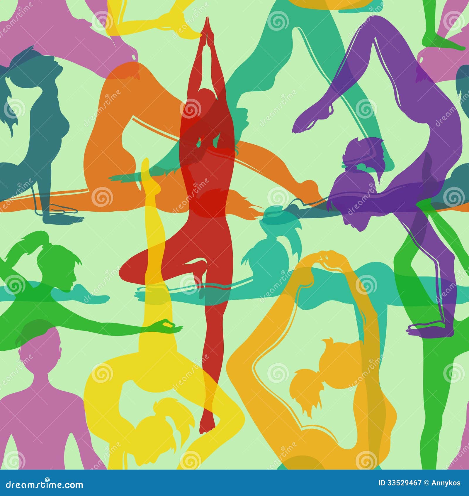 Seamless Pattern of Yoga Poses Stock Vector - Illustration of asian ...