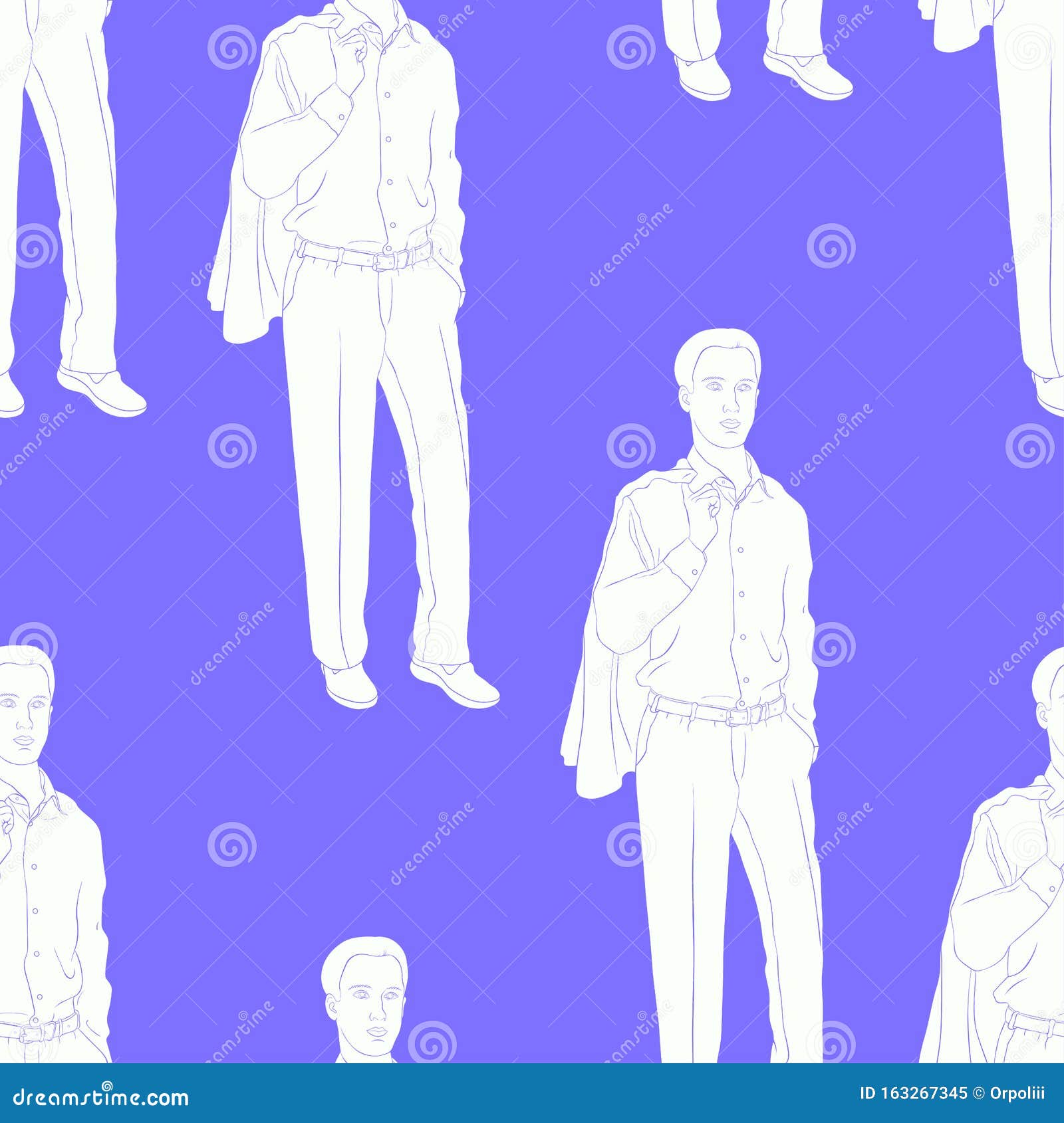 Seamless Pattern Young Man in a Business Suit Vector Illustration Stock ...