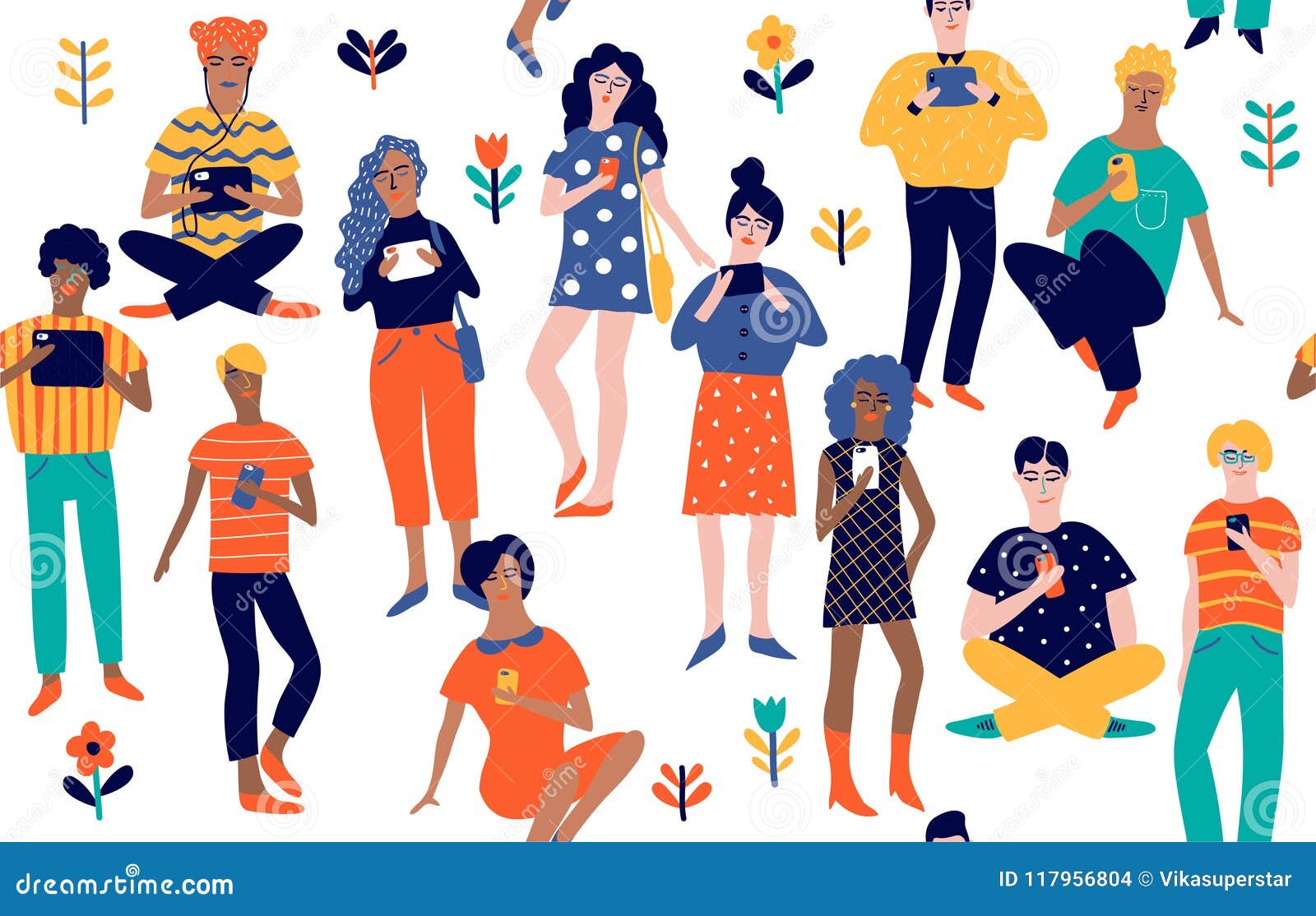 People And Gadgets Isolated Set, Cartoon Happy Young Gadgeteer ...