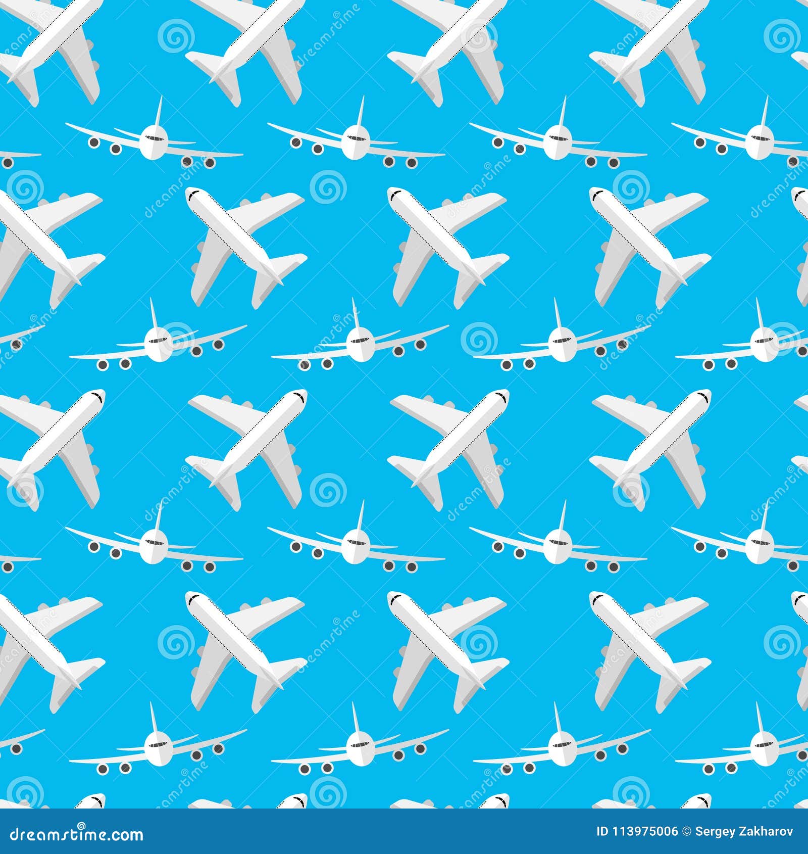Seamless Pattern for Your Ideas. Passenger Plane in a Flat Style, Front ...