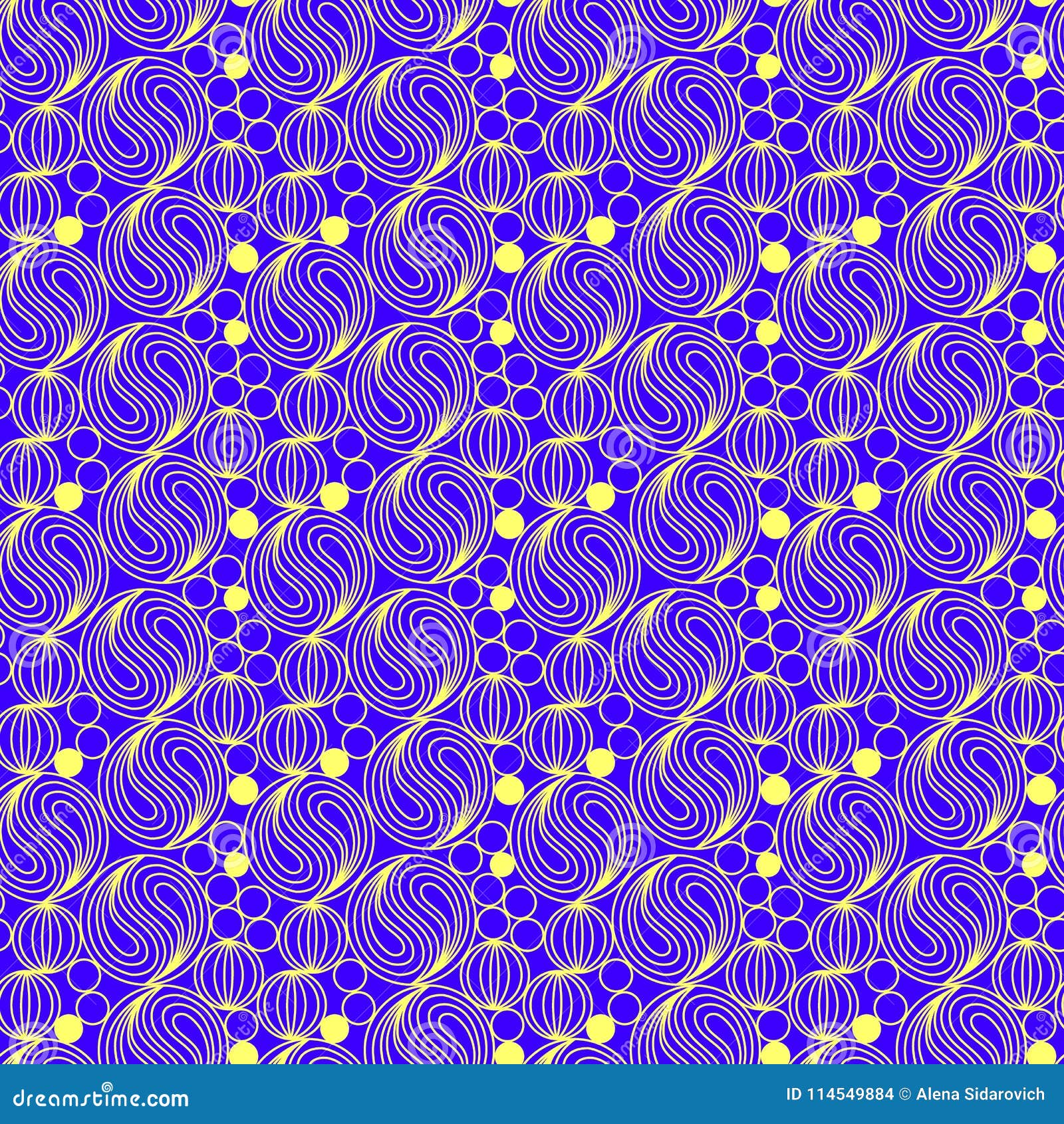 Seamless Pattern in Zen Art Style on a Blue Background Stock Vector ...