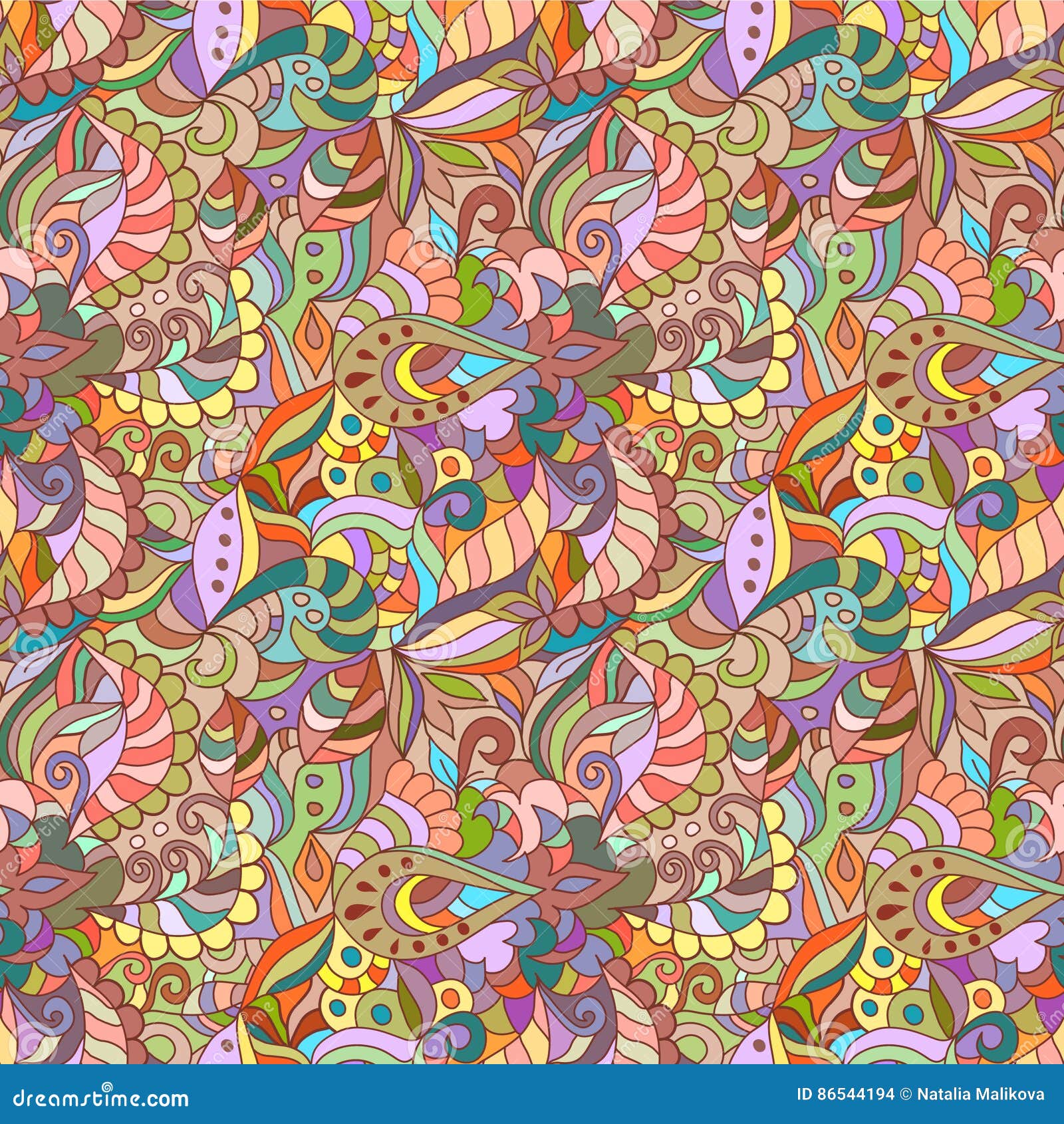 Seamless Pattern with Zentangle Elements. Vector Background. Stock ...