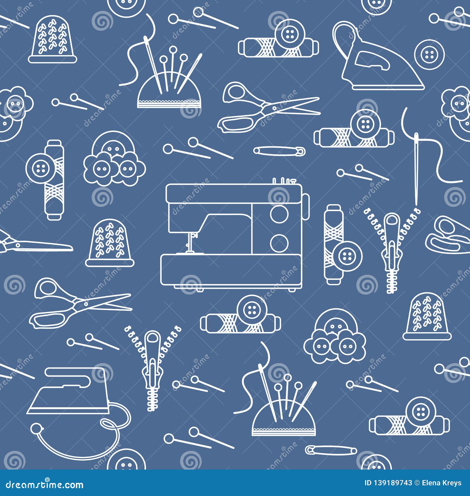 Sewing and Needlework Seamless Pattern Stock Vector - Illustration of clasp, clothing: 139189743