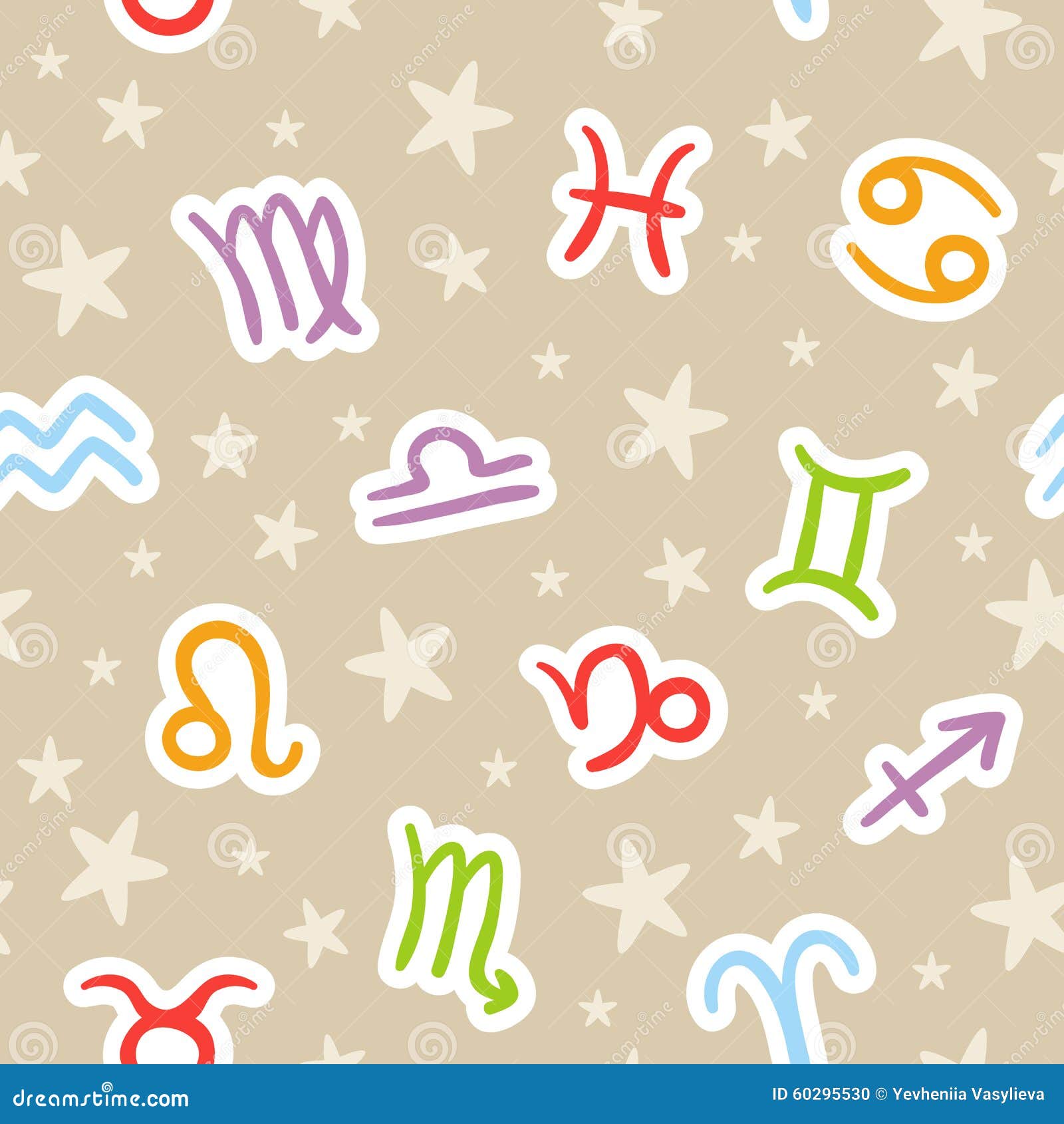 Seamless Pattern with Zodiac Signs Stock Vector - Illustration of ...