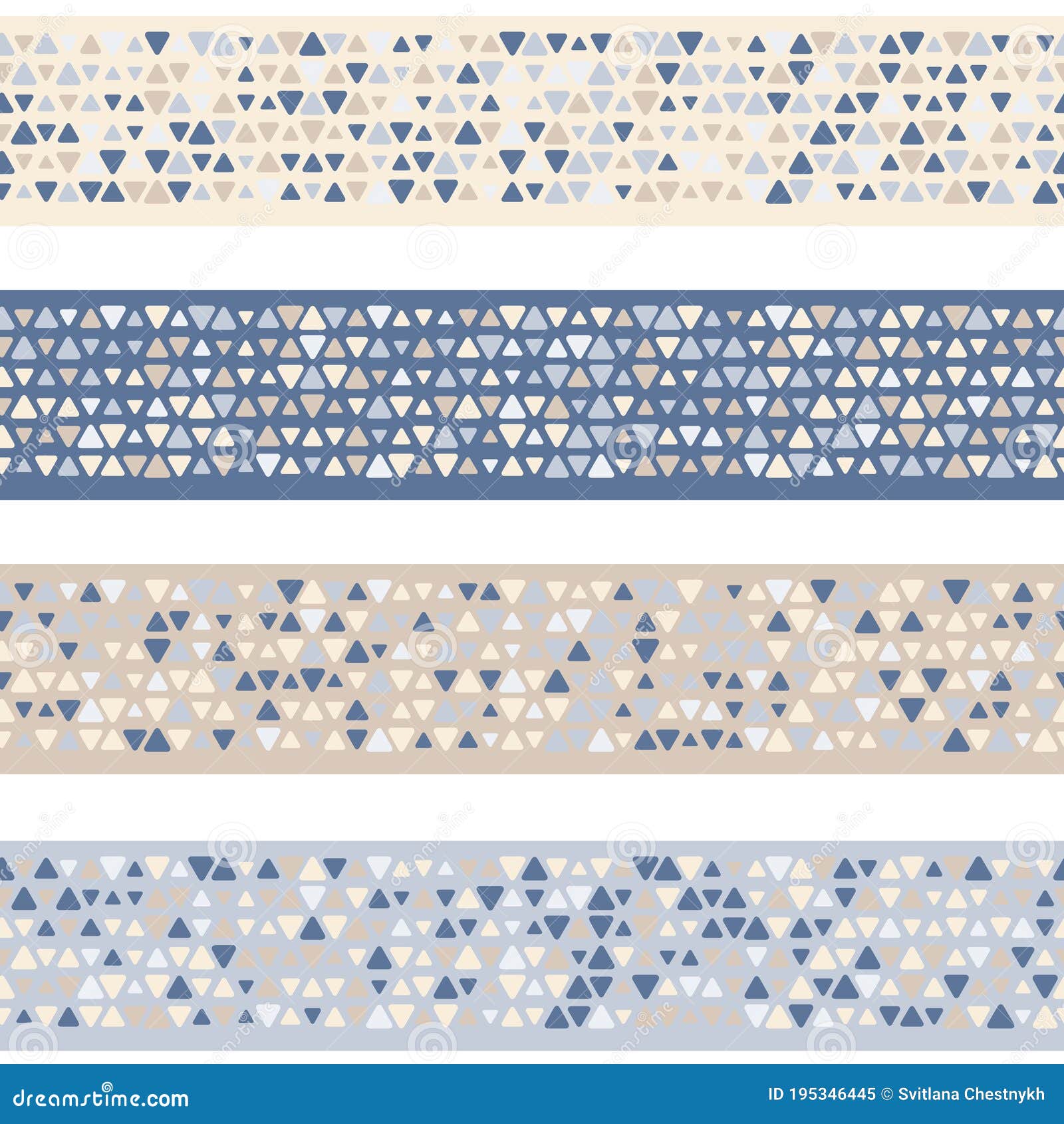 Seamless Patterned Borders with Small Triangle Spots. Set of Four ...
