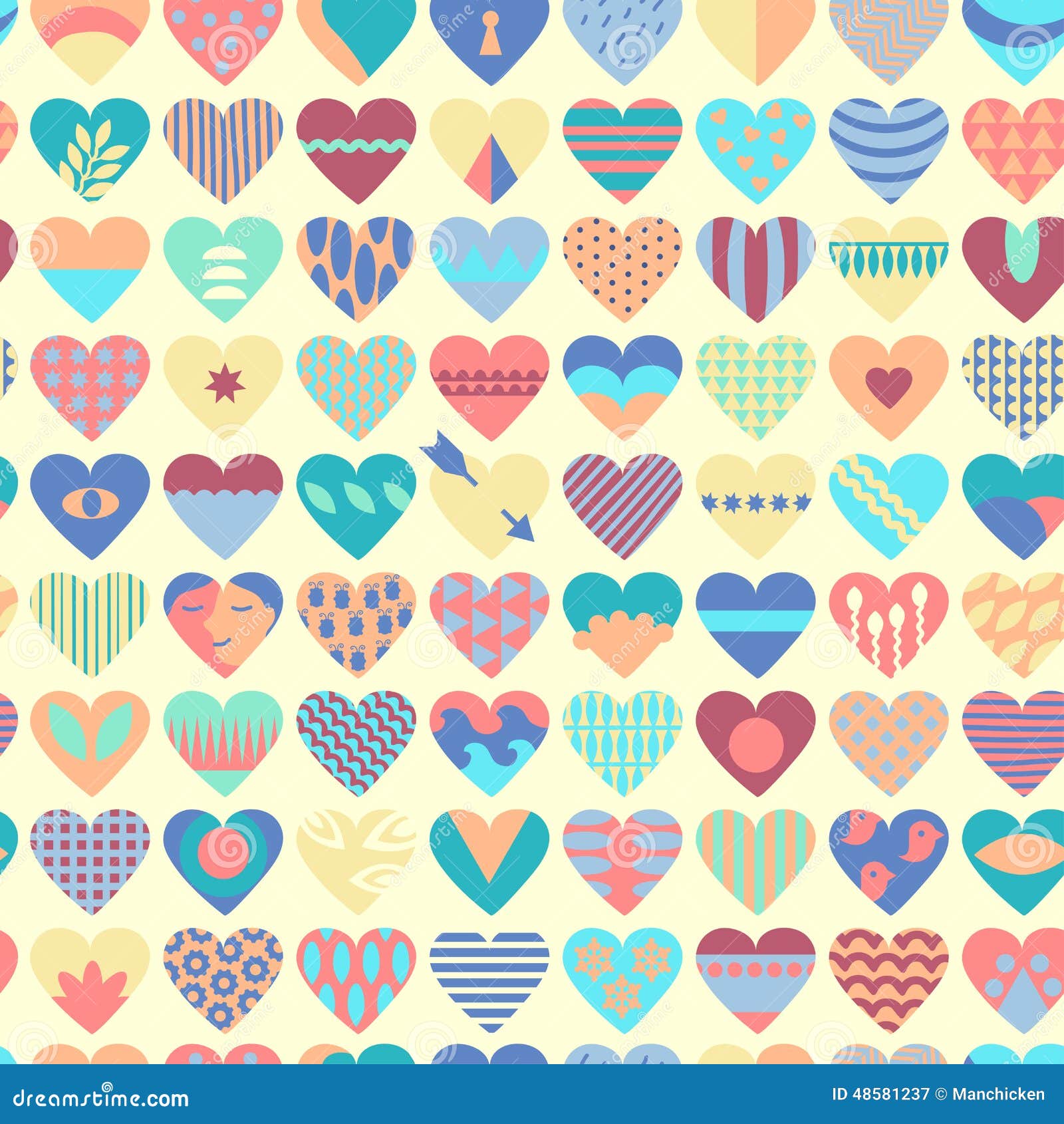 Seamless Patterned Fill with Hearts Stock Vector - Illustration of ...