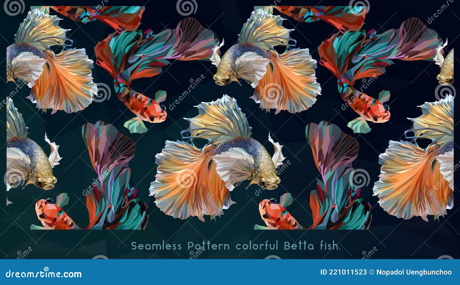 Seamless Patterns Art of Betta Fish Stock Vector - Illustration of ...