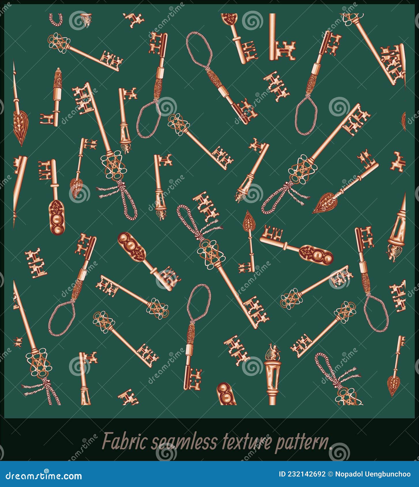 Seamless Patterns Art of Metal Antique Keys Stock Vector - Illustration ...