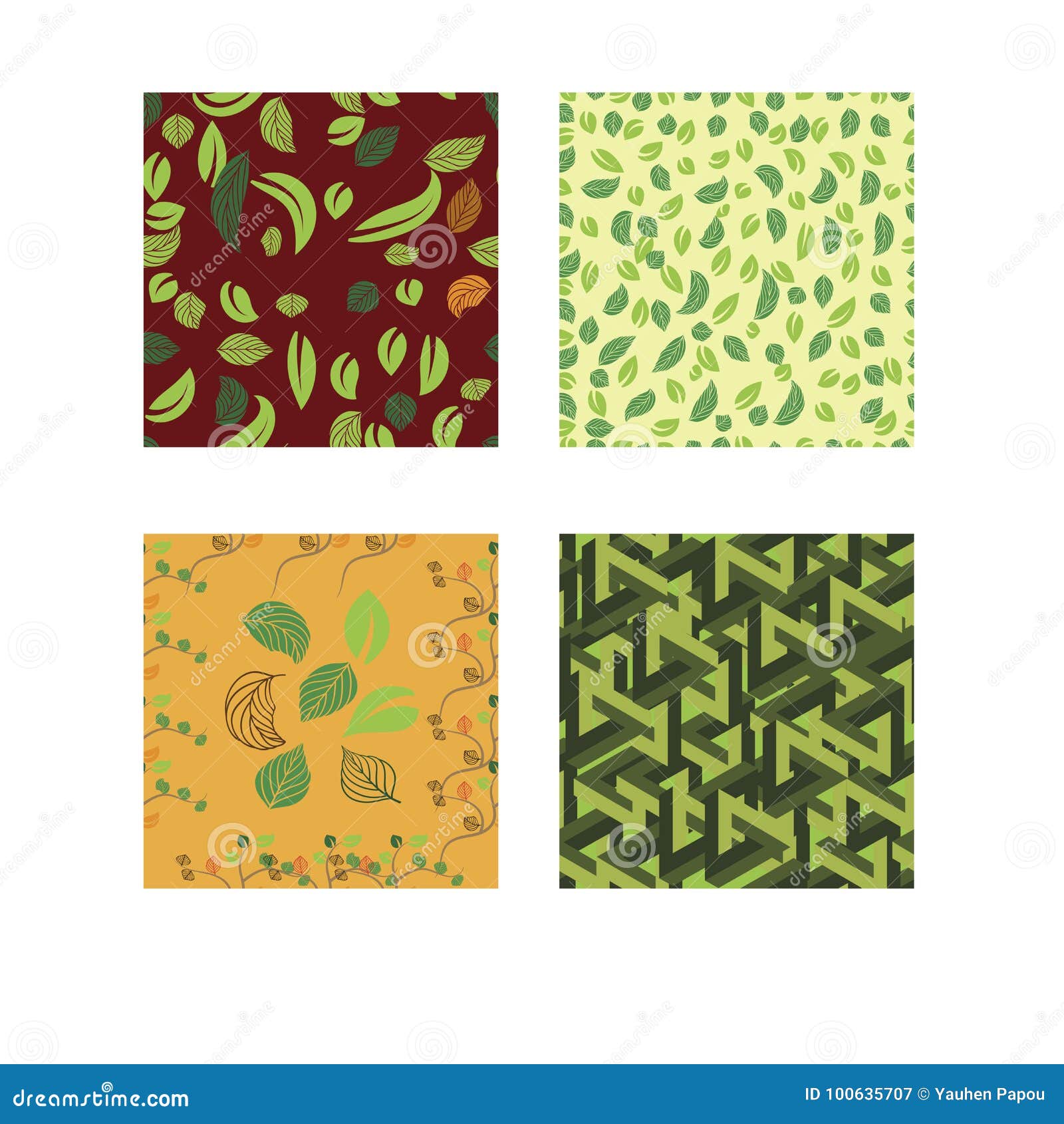 Seamless Patterns Autumn Motifs Stock Vector - Illustration of design ...