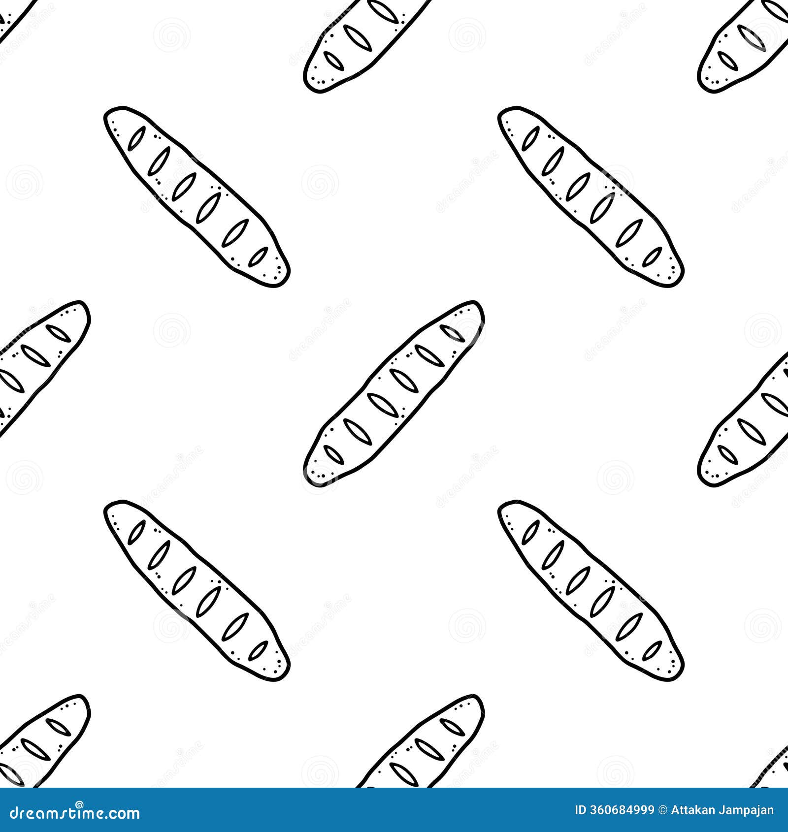 Seamless Patterns Of Baguettes Cartoon Doodle. | CartoonDealer.com ...