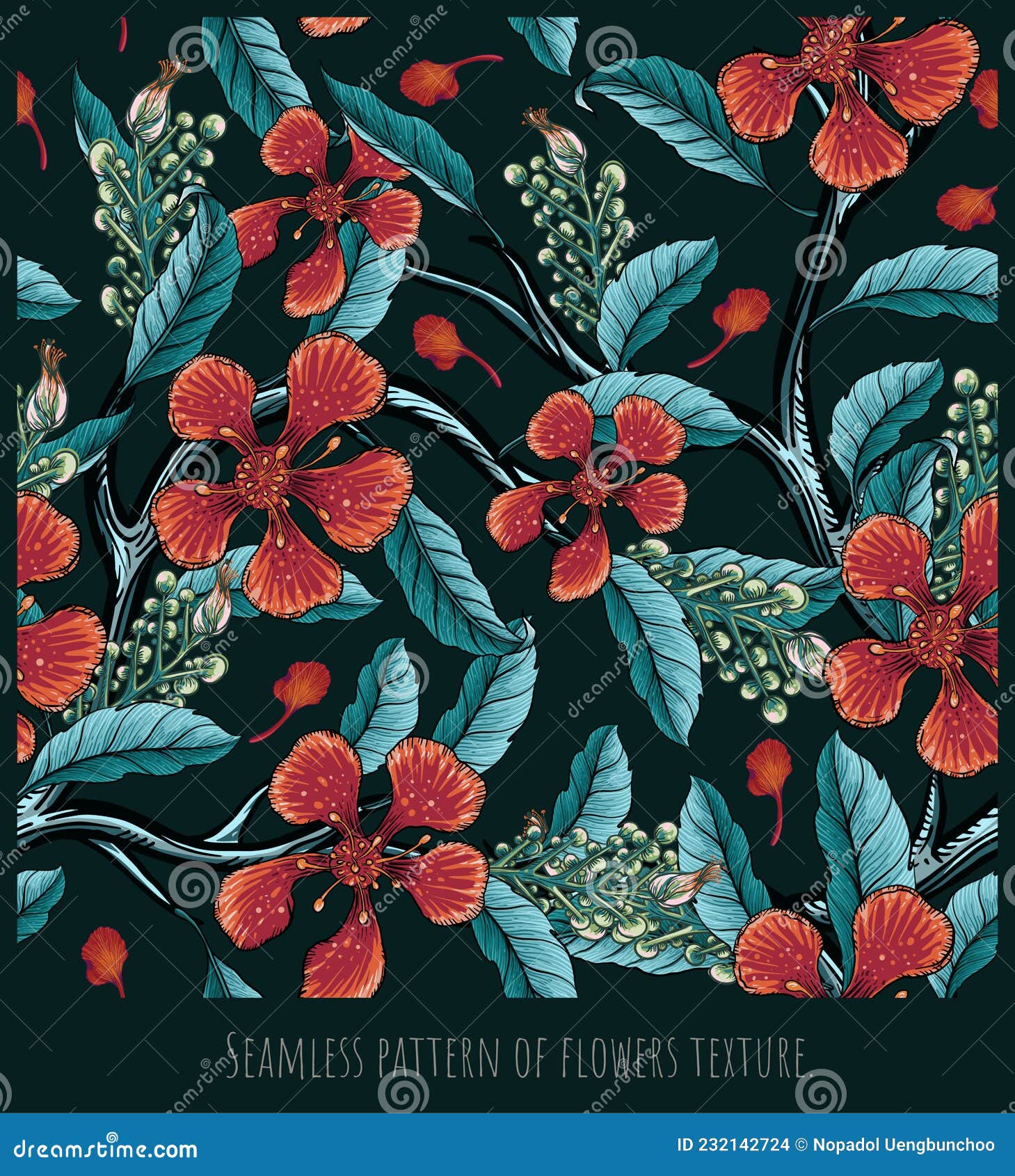 Seamless Patterns of Barbados Pride Flowers Stock Illustration ...