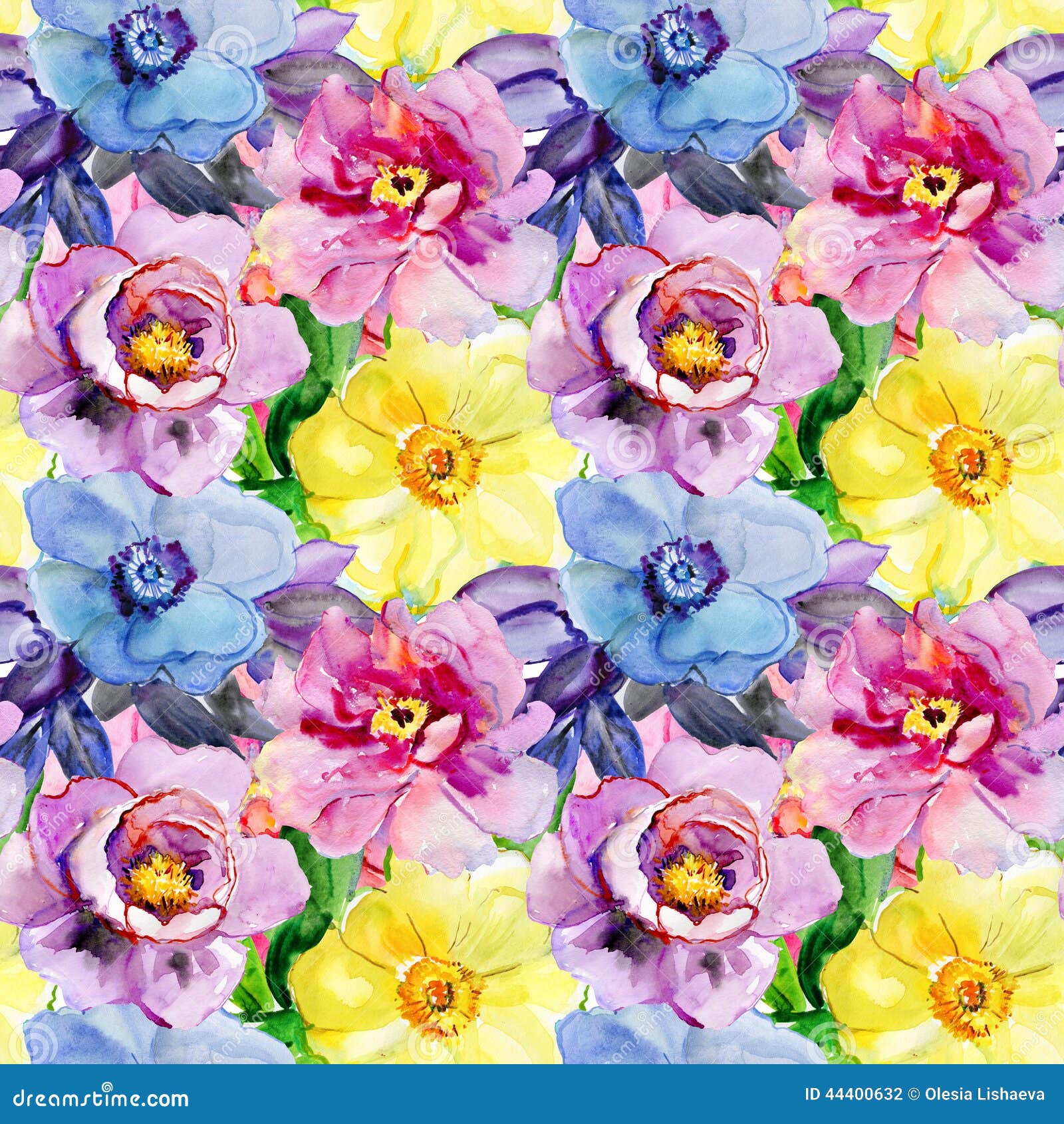 Seamless Patterns with Beautiful Flowers Stock Illustration ...