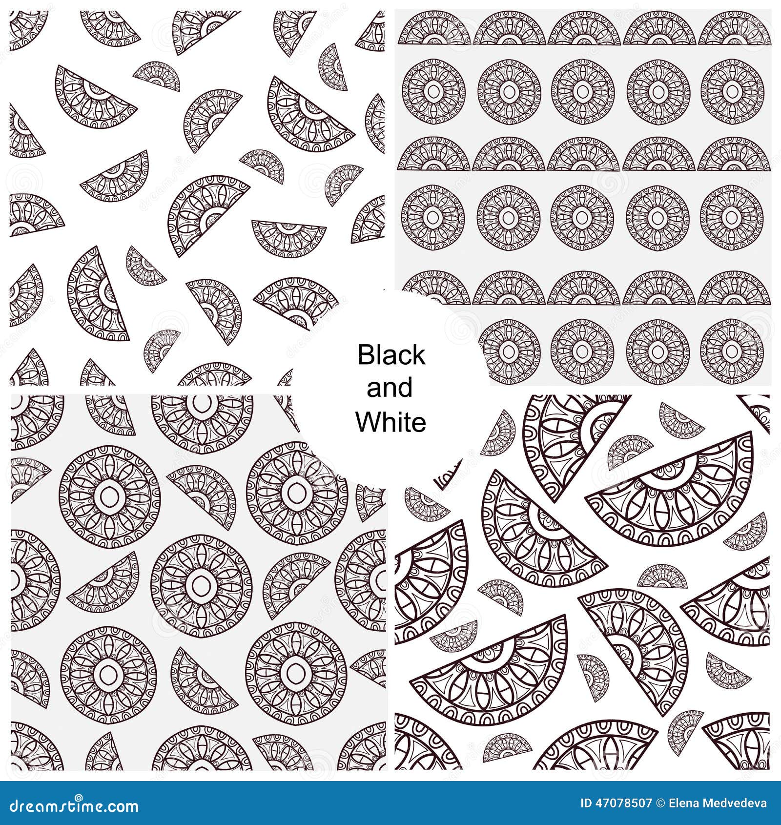 Seamless Patterns Black and White Stock Vector - Illustration of ...