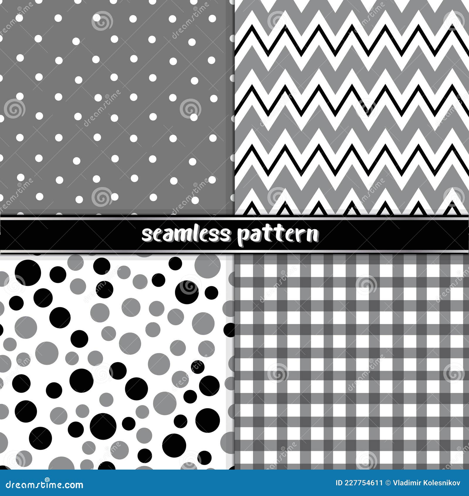 Seamless Patterns Black and White Stock Vector - Illustration of print ...