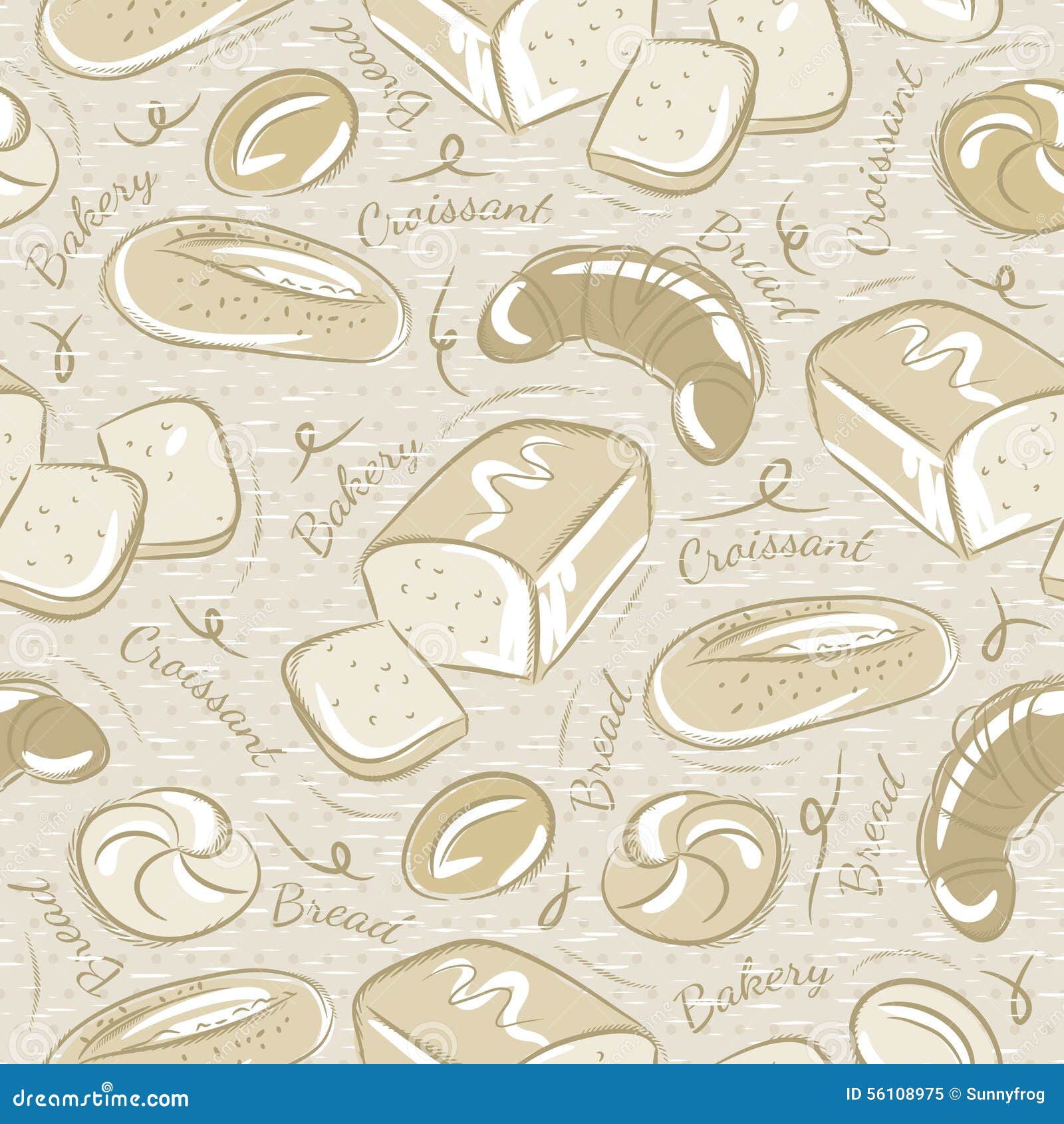 Seamless Patterns with Breads Stock Vector - Illustration of drawing ...
