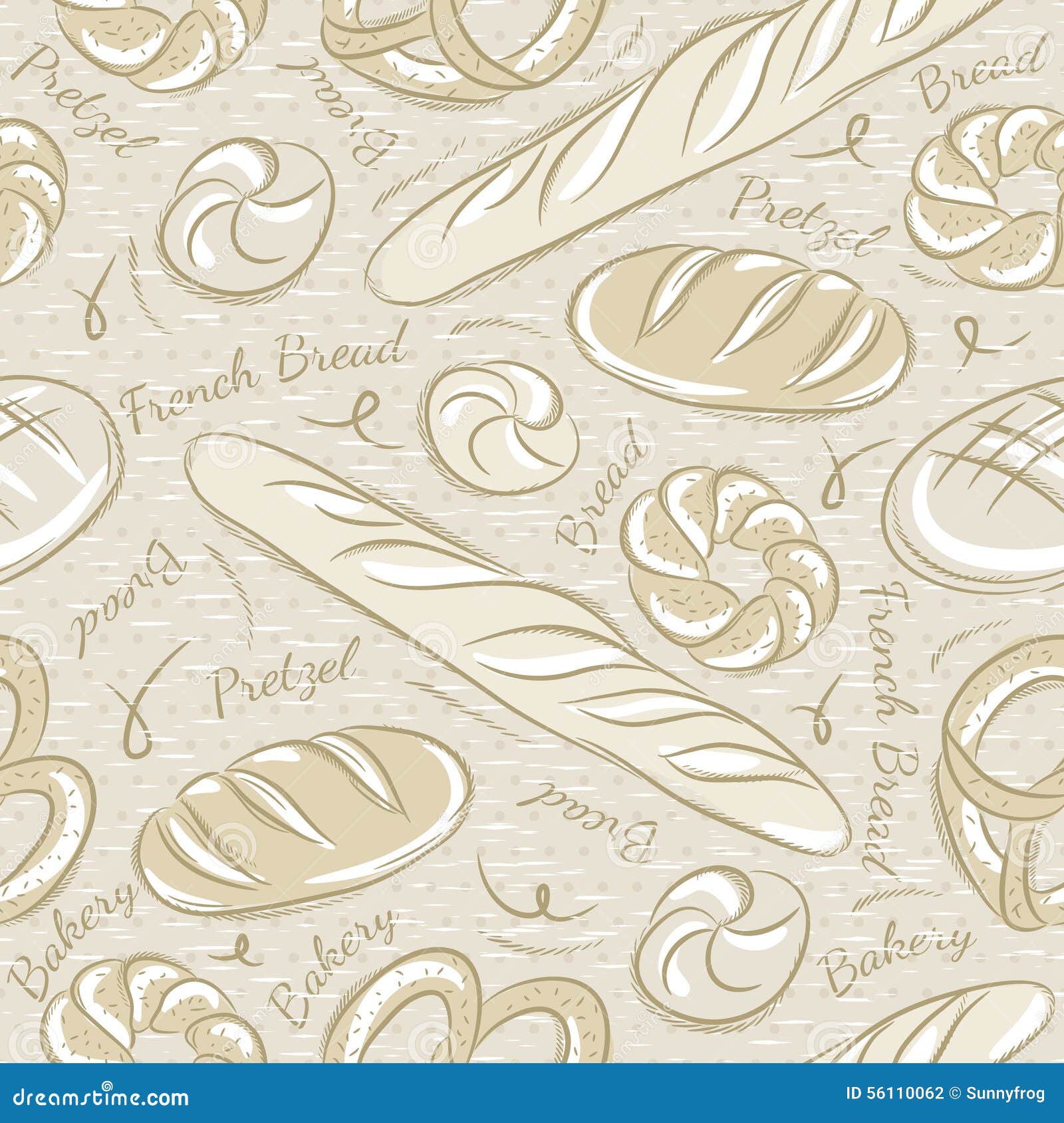 Seamless Patterns with Breads Stock Vector - Illustration of design ...