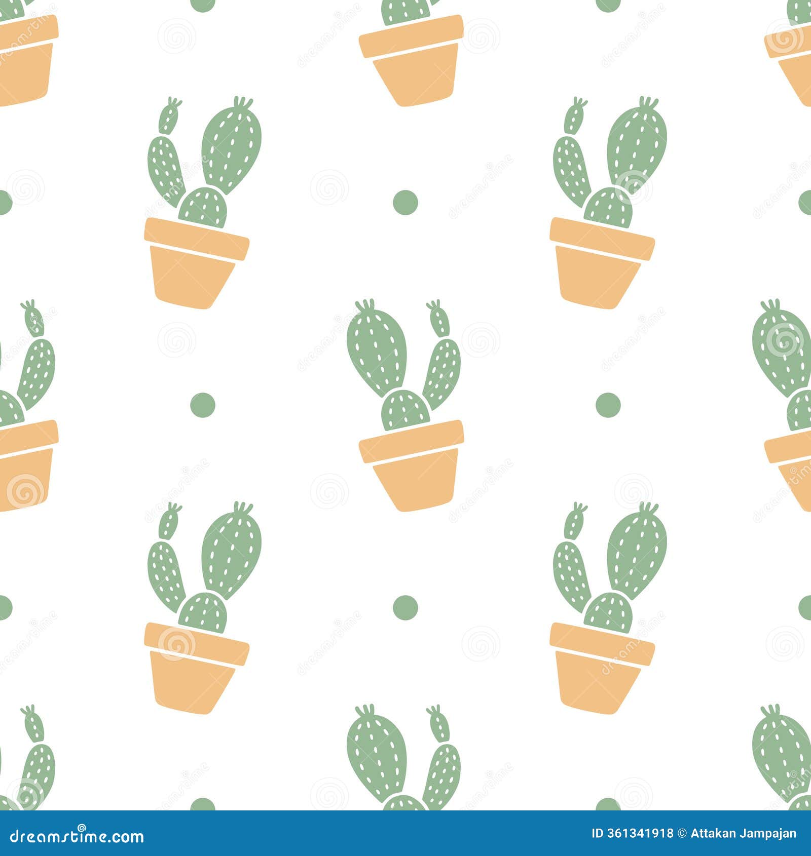 Seamless Patterns of Cactus Cartoon Doodle, Vector. Stock Illustration - Illustration of color ...