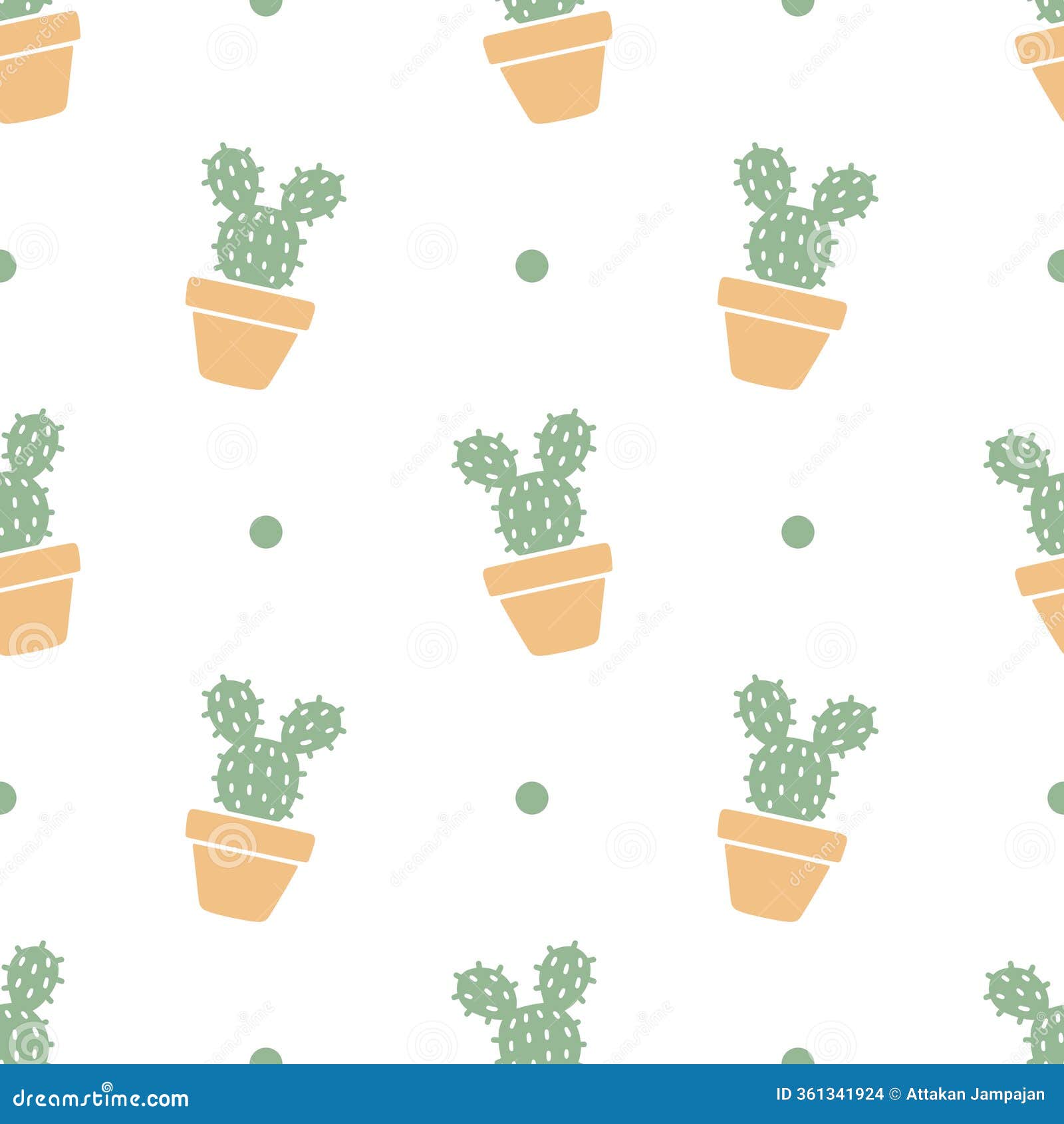 Seamless Patterns of Cactus Cartoon Doodle, Vector. Stock Illustration - Illustration of textile ...