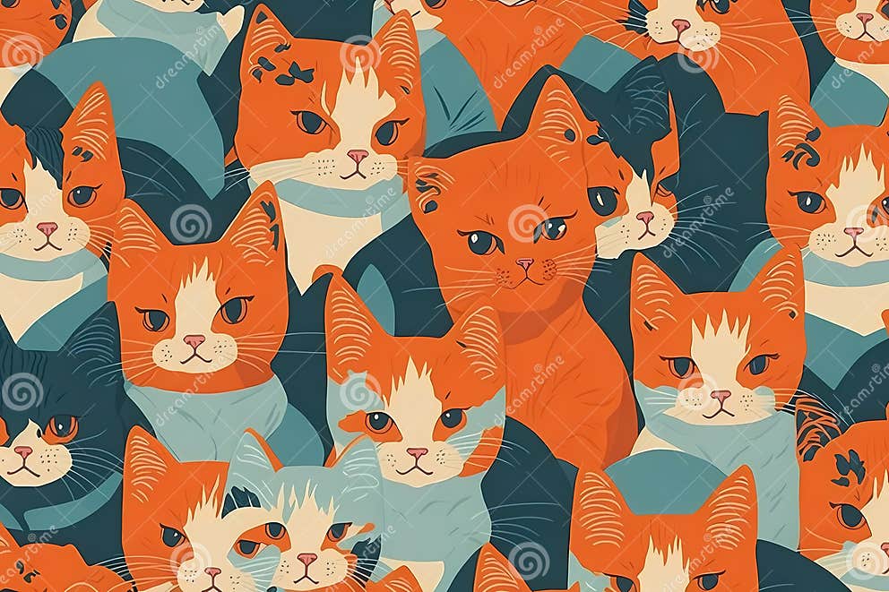 Seamless Patterns of Cats, Repeating Patterns Design, Fabric Art Stock ...