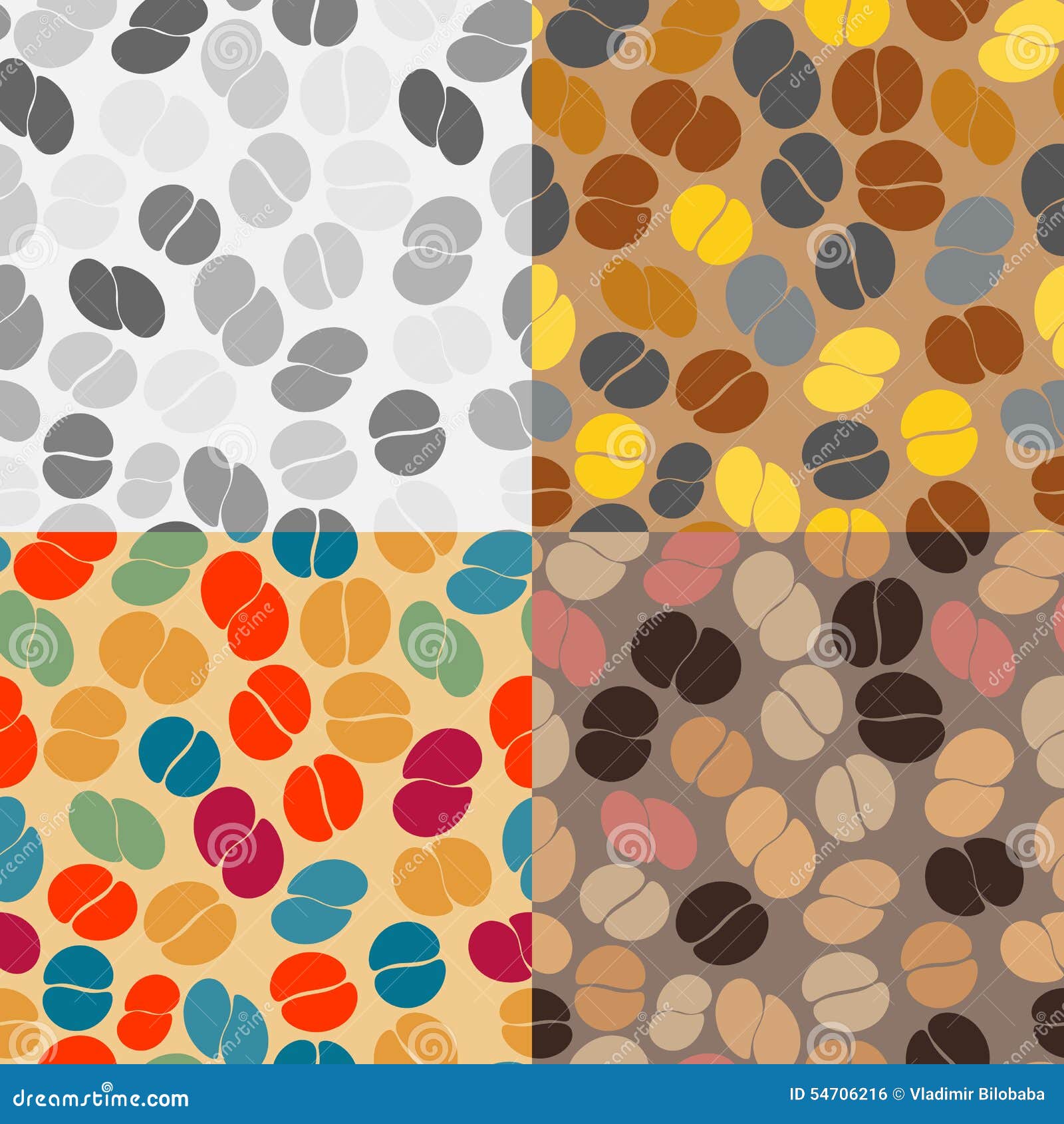 Seamless Patterns of Coffee Beans Stock Vector - Illustration of blue ...