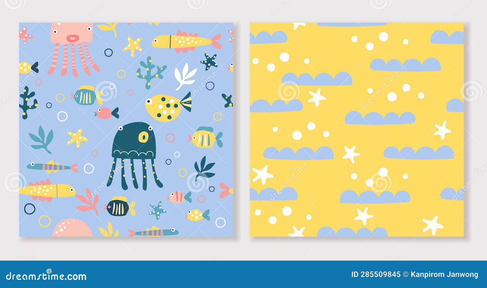 Seamless Patterns Collection for Kids. Stock Illustration ...