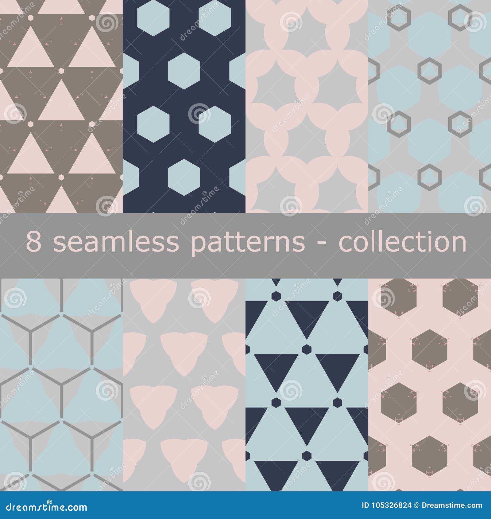 Seamless Patterns Collection, Modern, in 8 Different Designs. Matched ...