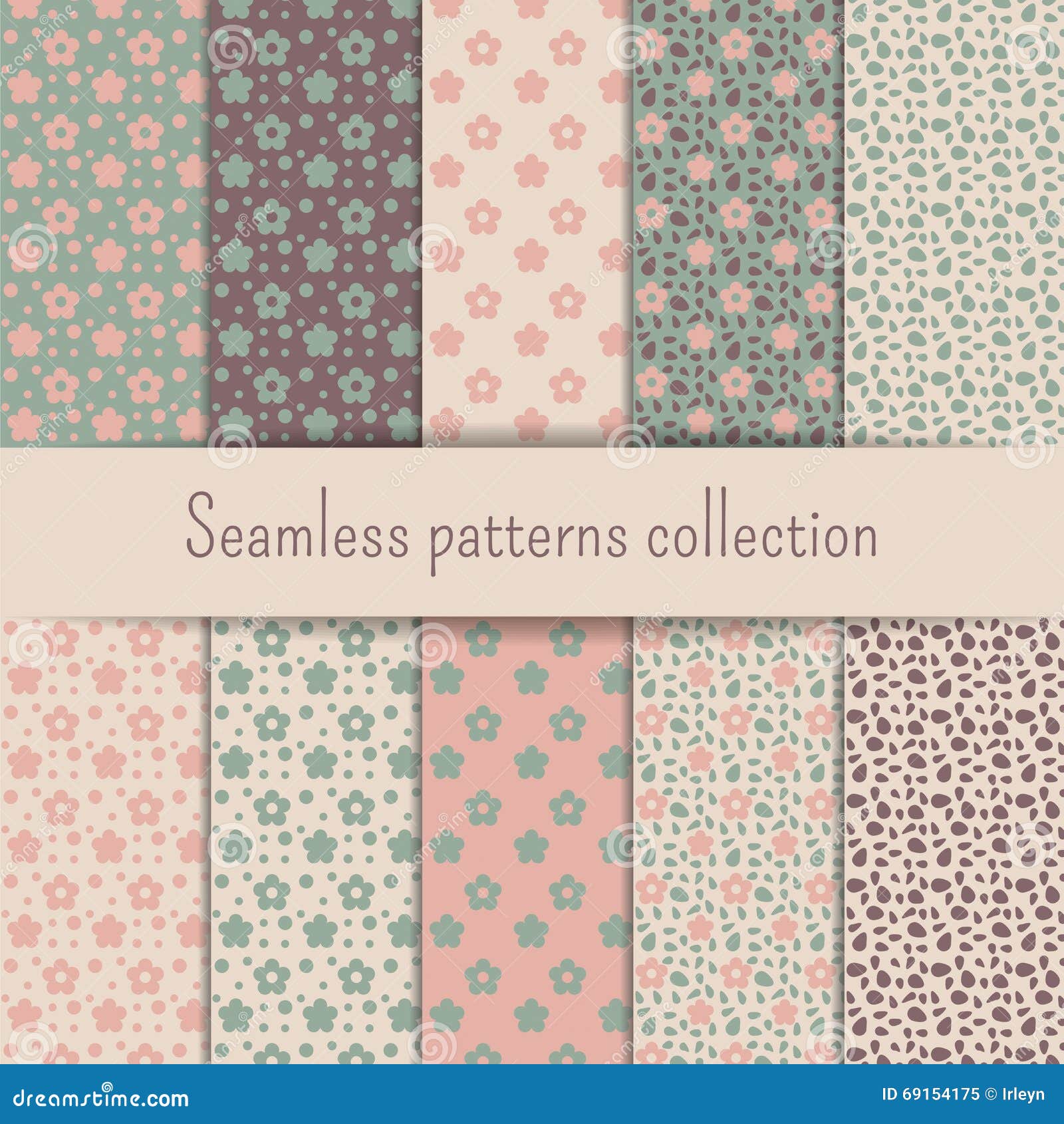 Seamless Patterns Collection Stock Vector - Illustration of green ...