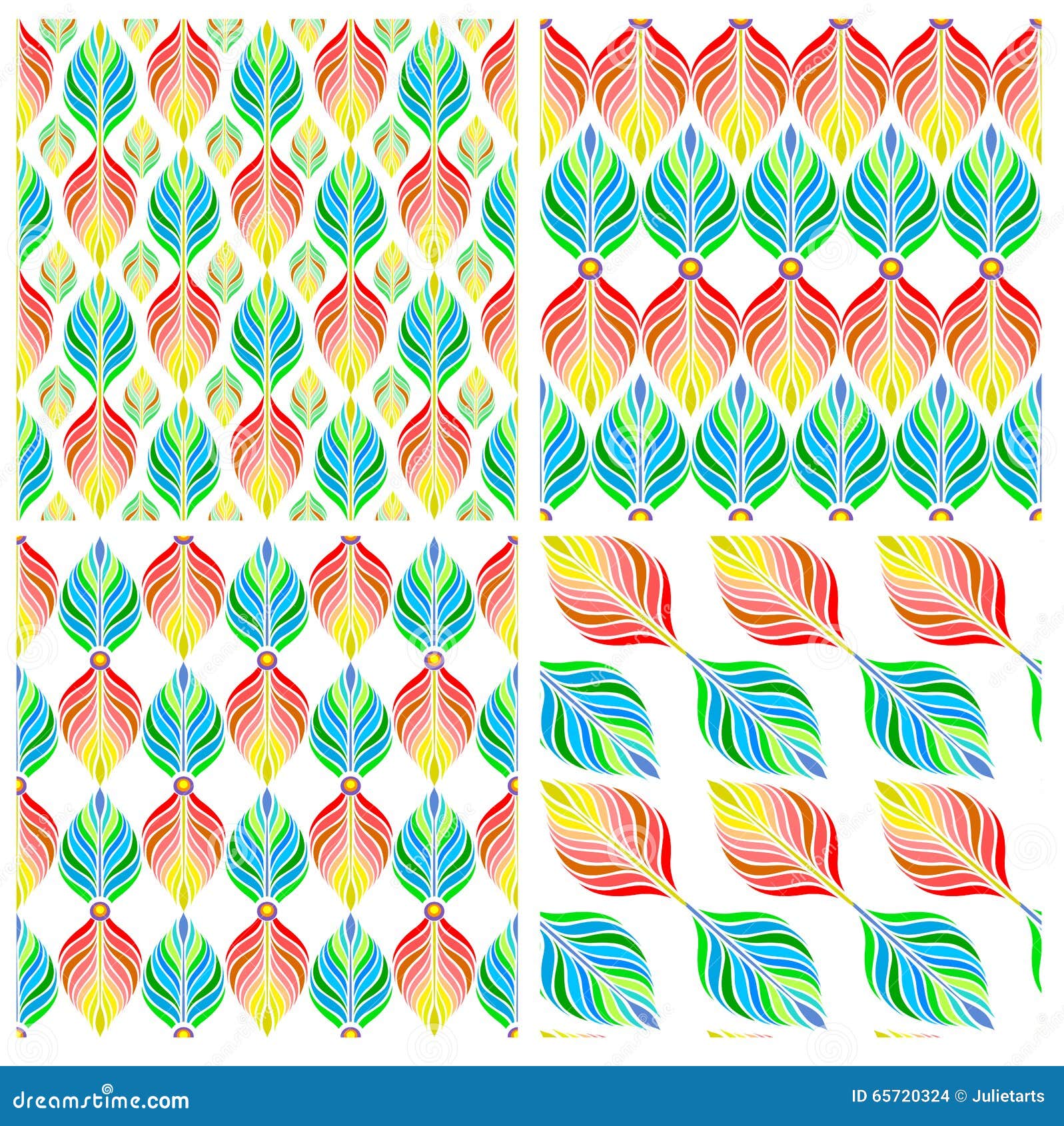 Seamless Patterns with Colorful Leaves. Vector, EPS10. Stock Vector ...