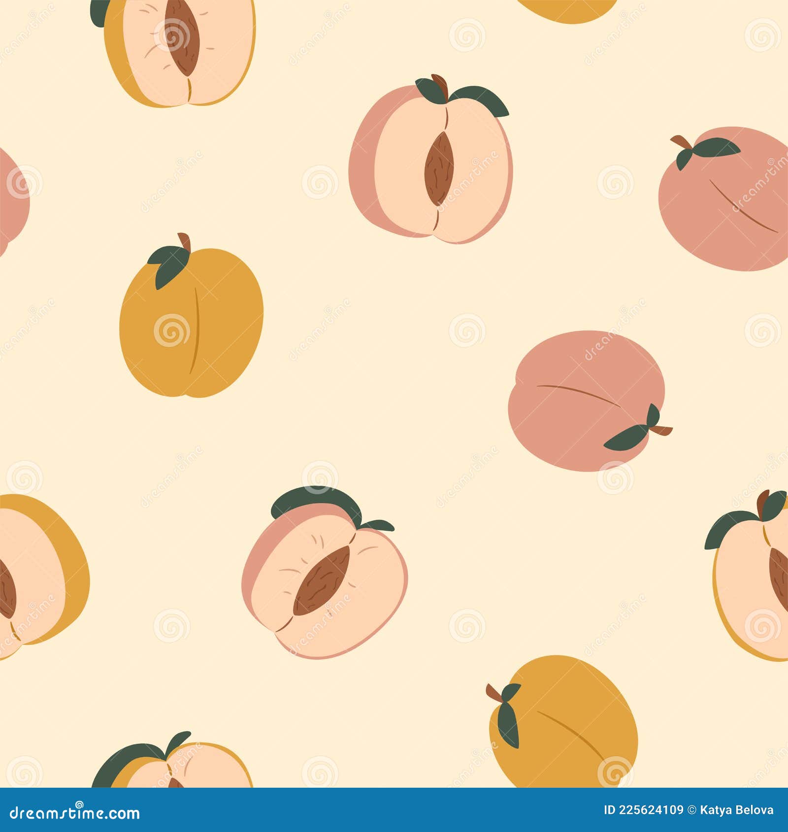 Seamless Patterns. Colorful Peaches on a Light Background for Design ...