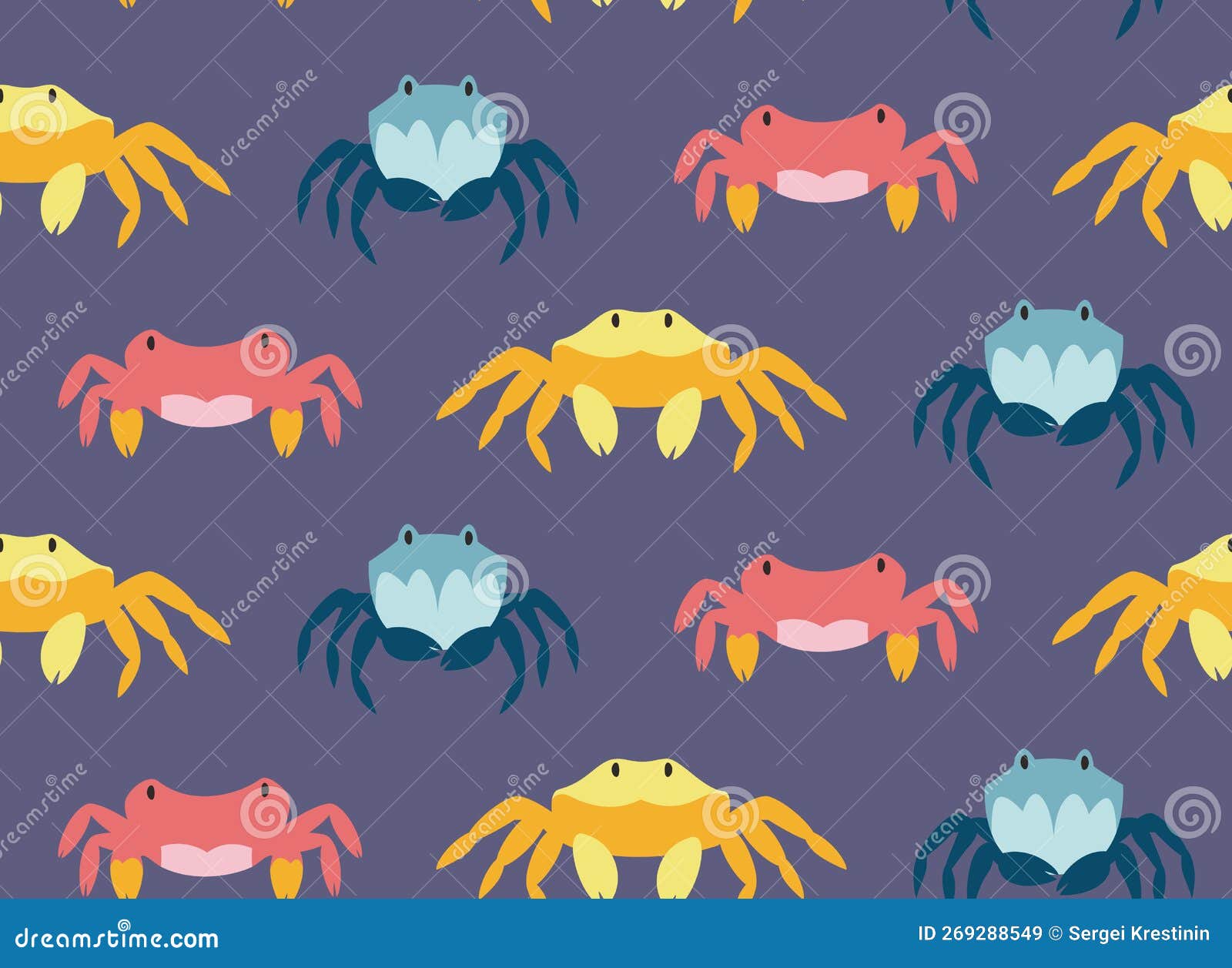 Seamless Patterns with Crabs. Stock Vector - Illustration of marine ...