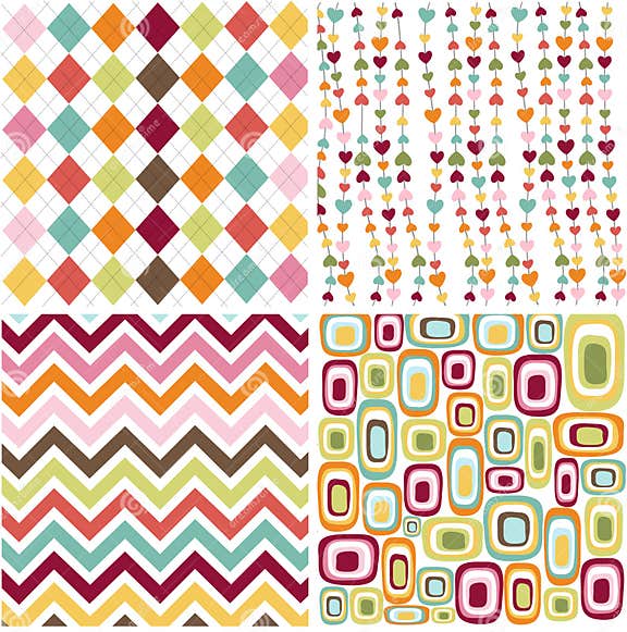 Seamless Patterns with Fabric Texture Stock Vector - Illustration of ...