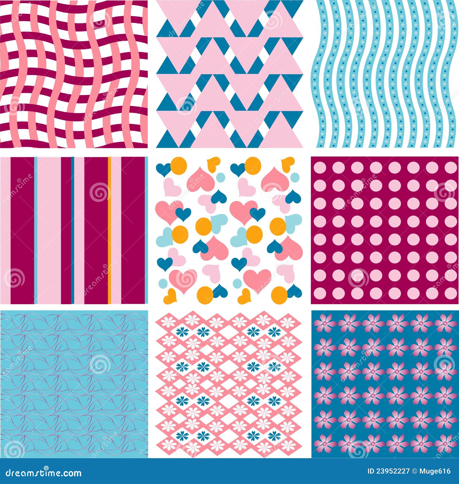 Seamless Patterns with Fabric Texture Stock Vector - Illustration of ...