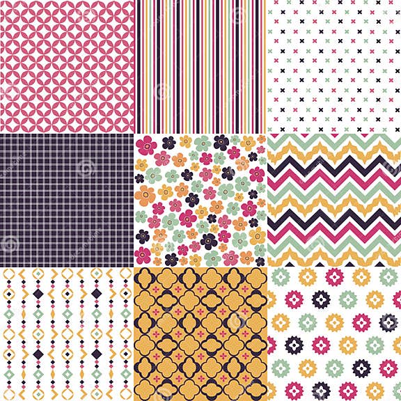 Seamless Patterns with Fabric Texture Stock Vector - Illustration of ...