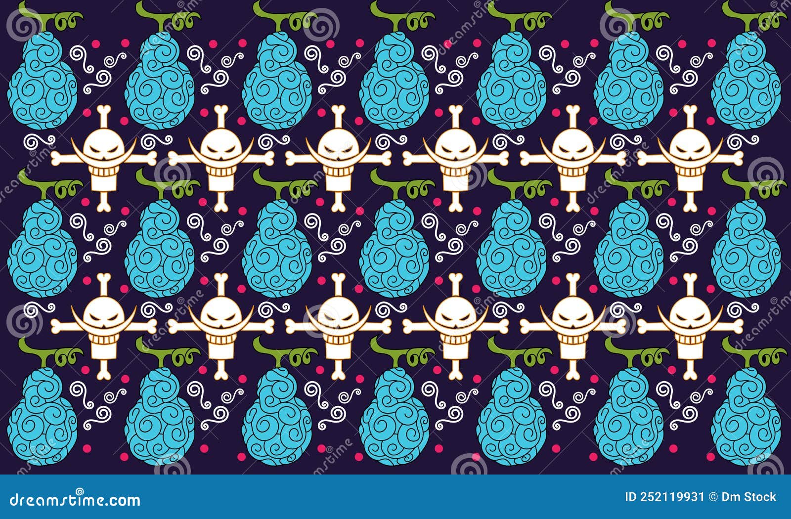 Seamless Patterns For Fictional Objects, Devil Fruit Items, In One Of ...