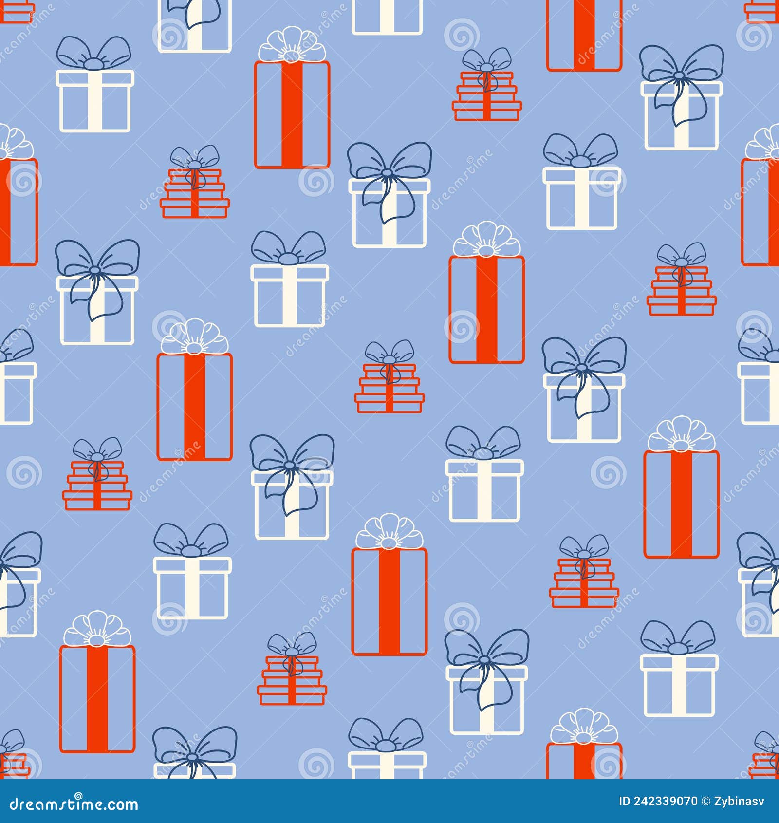 Seamless Patterns with Gift Boxes on a Light Background. Festive Flat ...