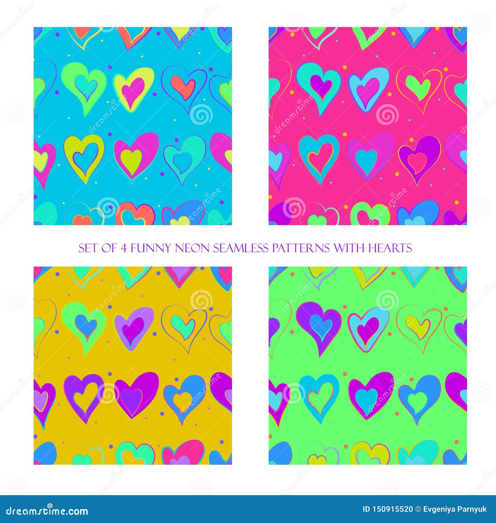 Seamless Patterns with Hearts Stock Vector - Illustration of patterns ...
