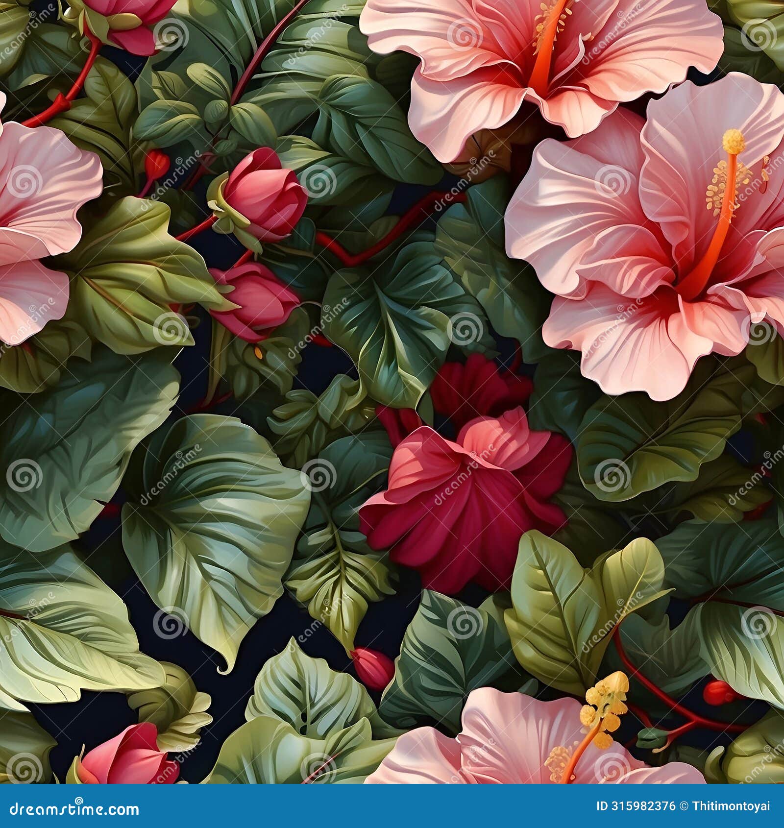 Seamless Patterns Hibiscus. Stock Illustration - Illustration of relax ...