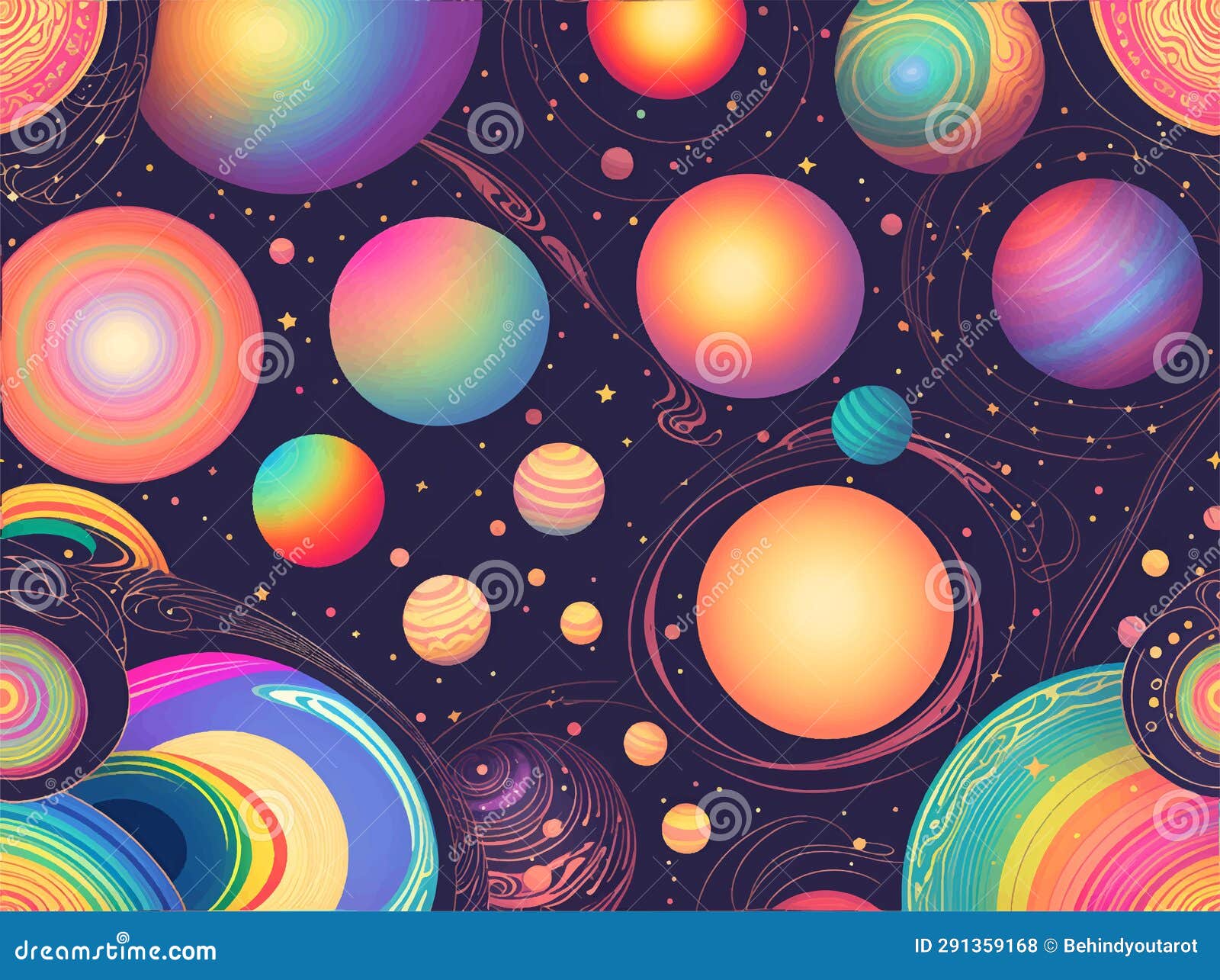 Seamless Patterns of Planets and Stars, Fabric Art, Illustration 2 ...